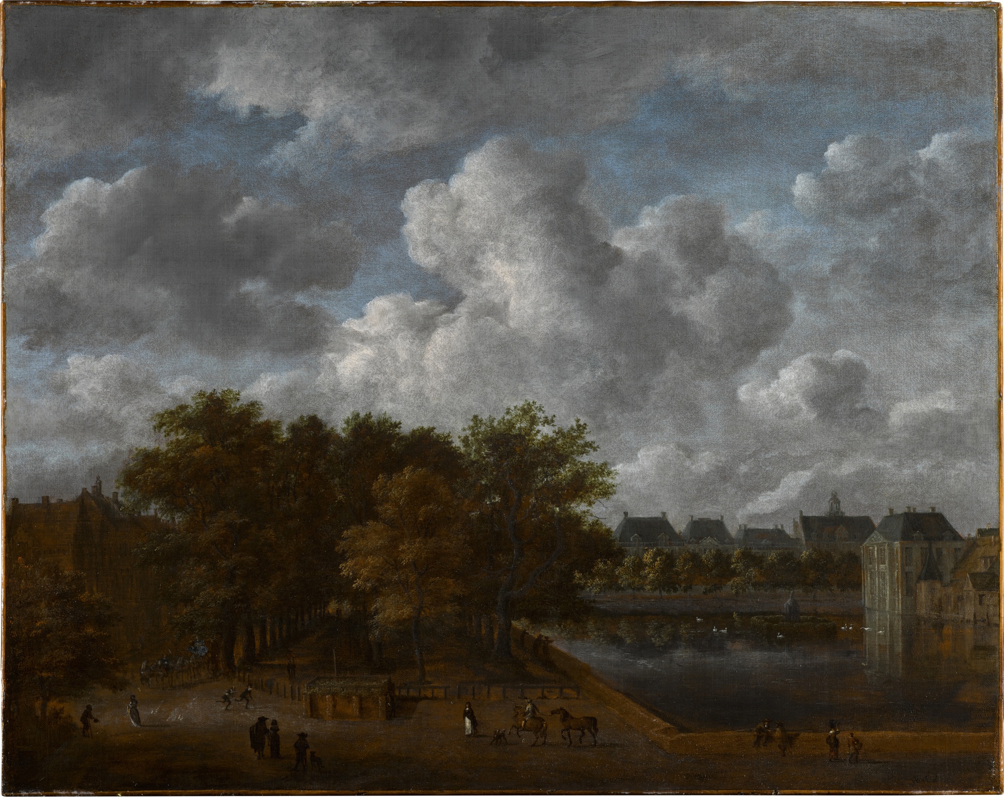 The Hague, a view of the Hofvijver, the Vijverberg and the Kneuterdijk ...