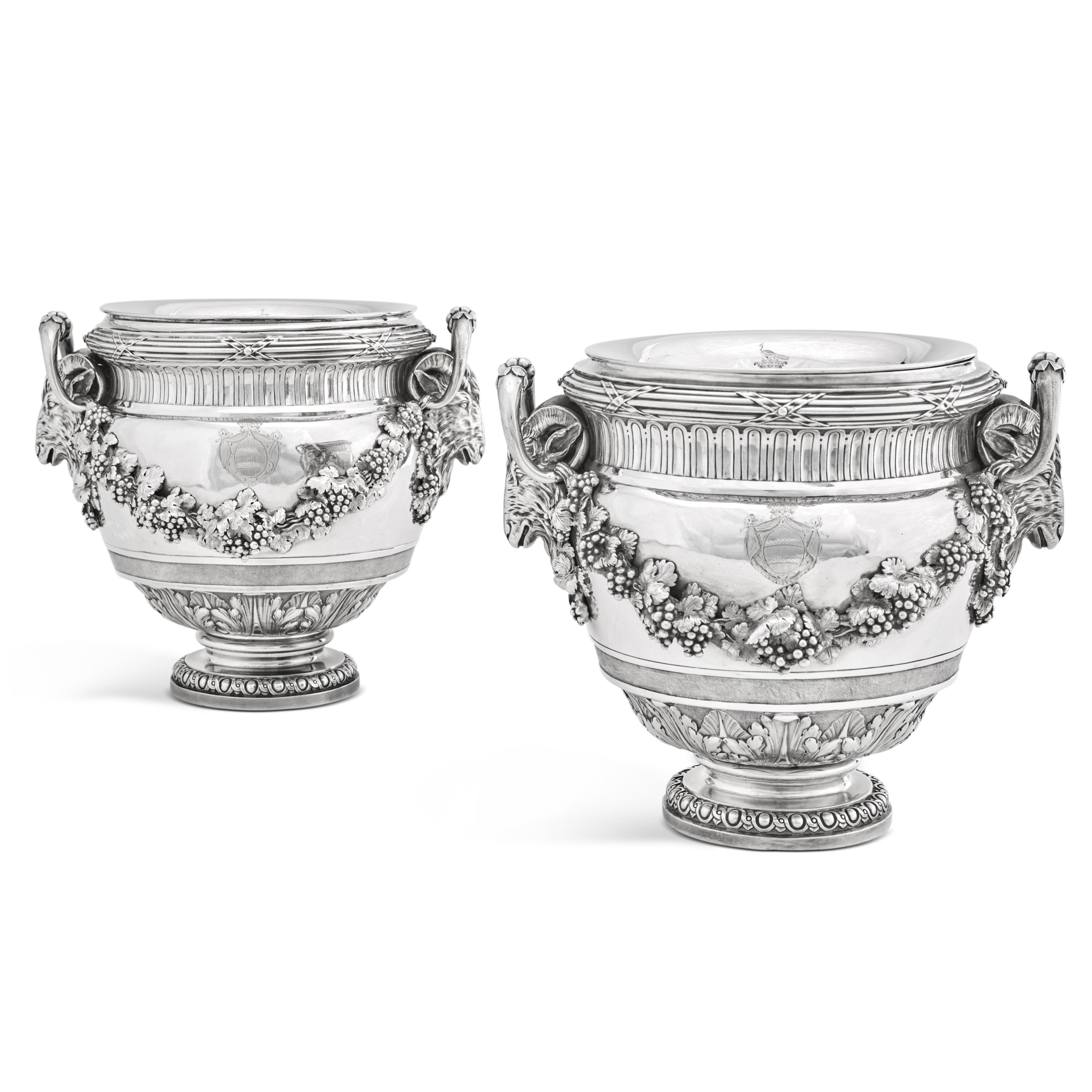 A pair of George III silver wine coolers, Parker & Wakelin, London ...