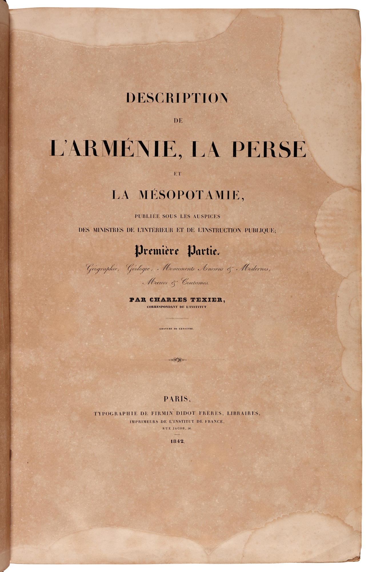 Charles Félix Marie Texier | Description de l'Arménie, la Perse et la ...