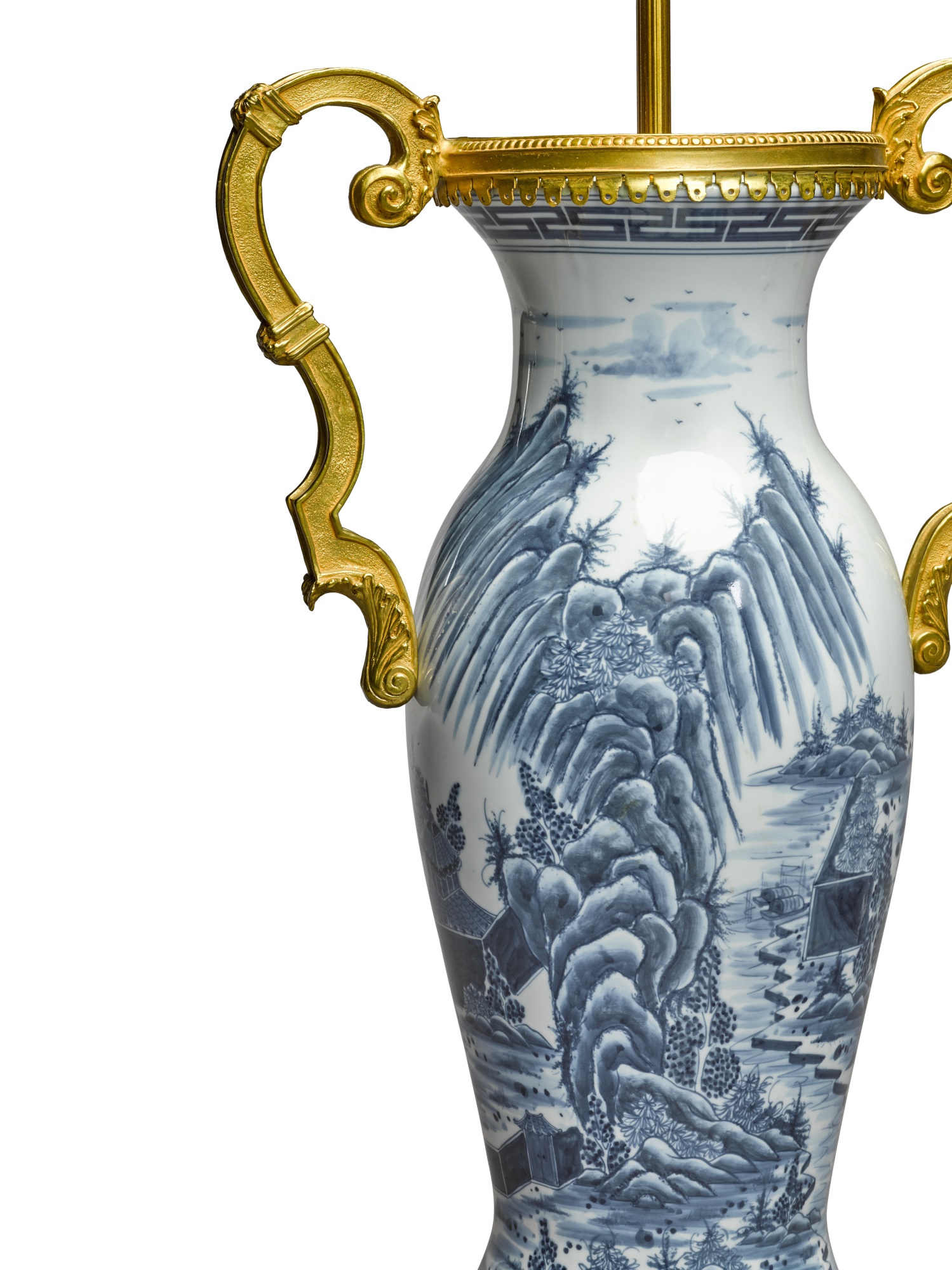 An ormolu-mounted blue and white baluster vase 19th / 20th century ...