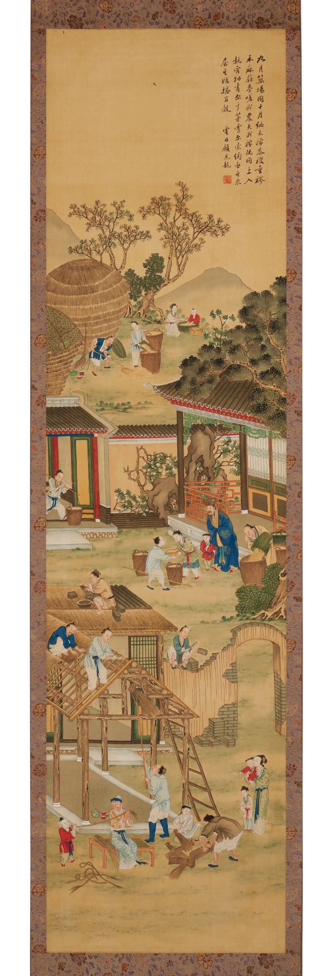 After Gu Jianlong, Scenes of daily life from Shijing, ink and color on ...