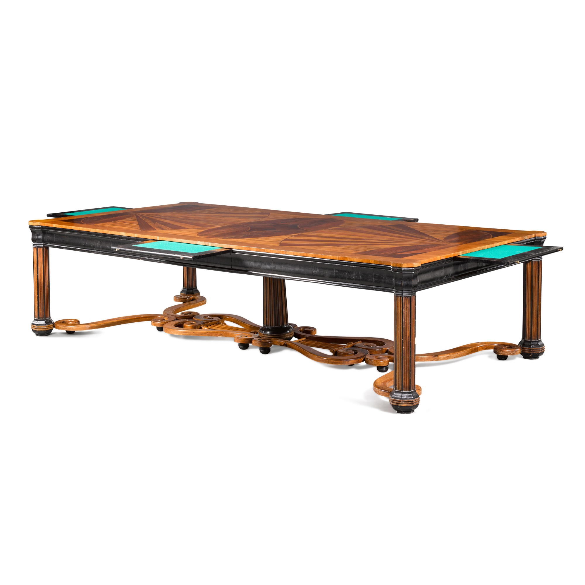 An Italian olivewood, cedarwood, lacewood, hardwood and ebonised wood ...