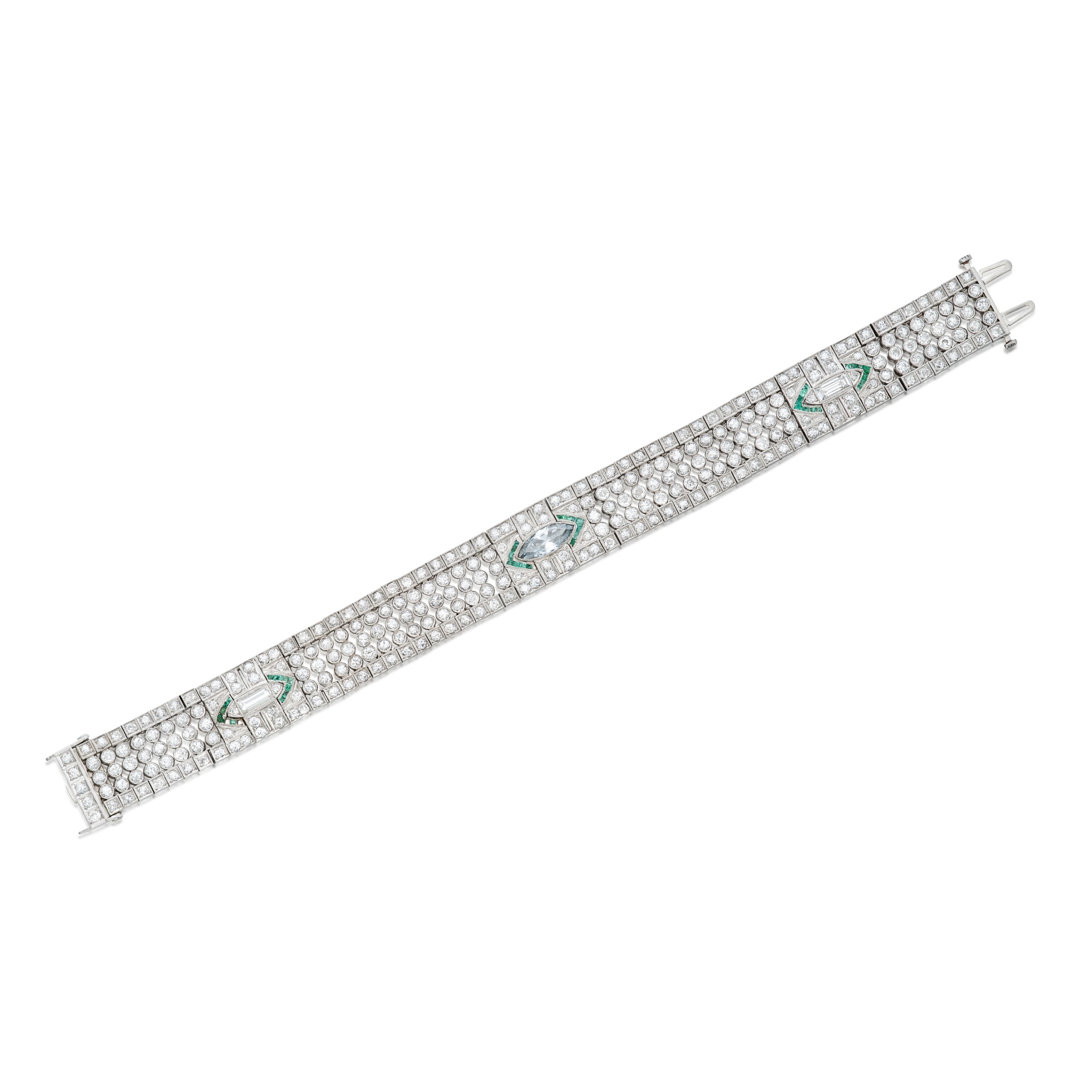 Fancy Gray-Blue Diamond, Diamond and Emerald Bracelet | Magnificent ...
