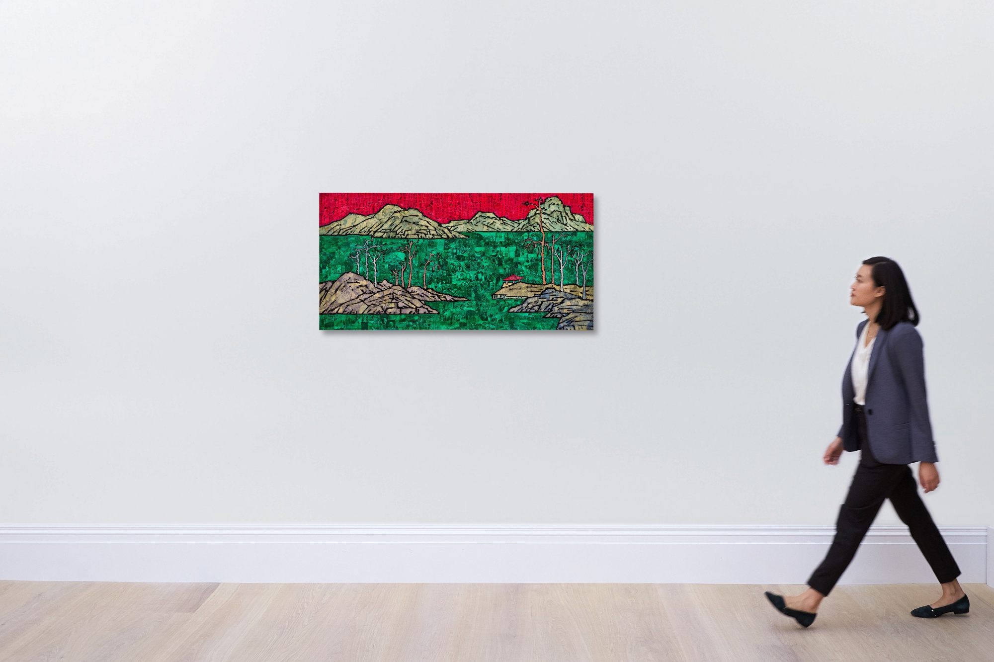 Xue Song 薛松 | Red Pavilion in Spring Time 春江紅亭 | Contemporary Day ...