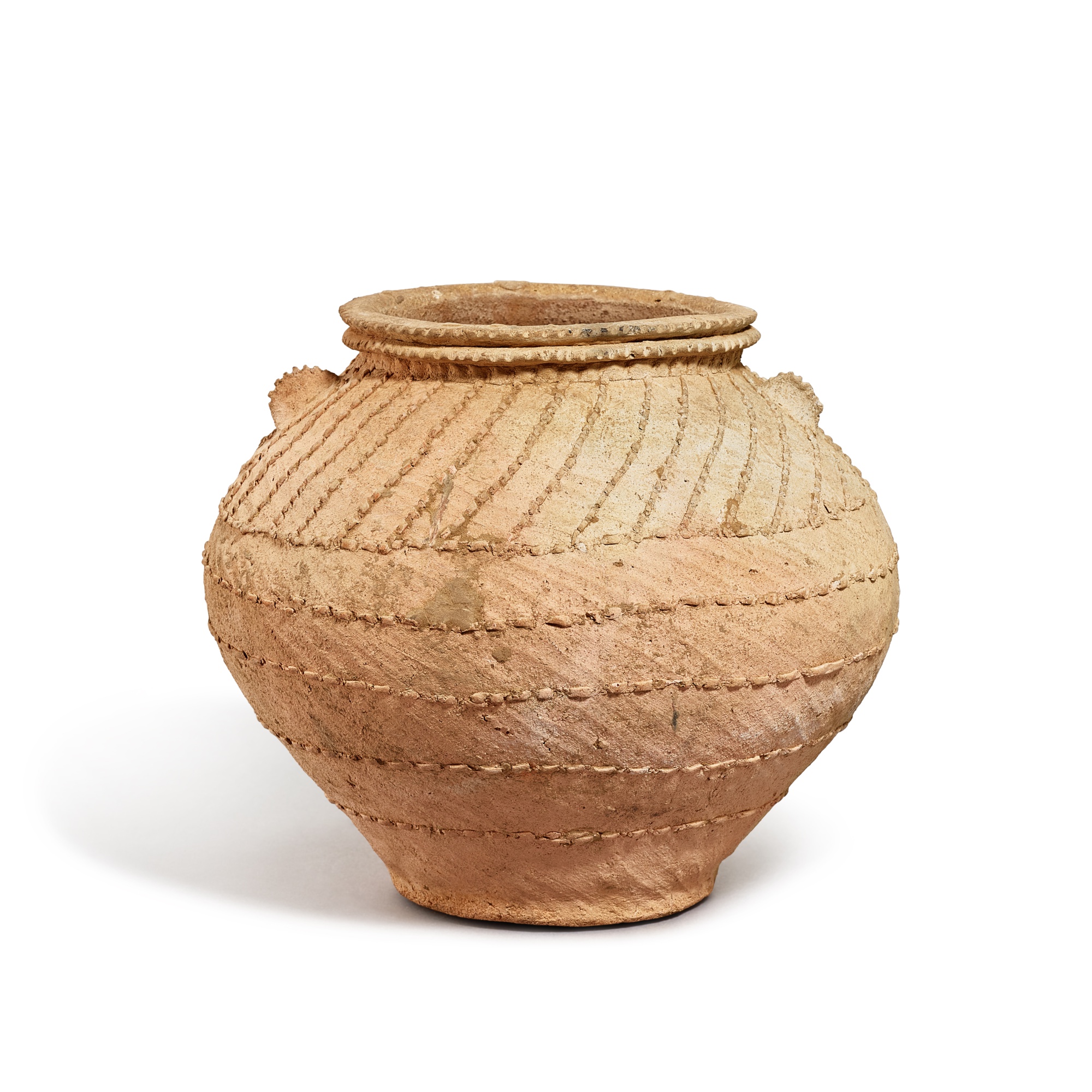 A white pottery rope-twist jar, Majiayao culture, Banshan phase, c ...