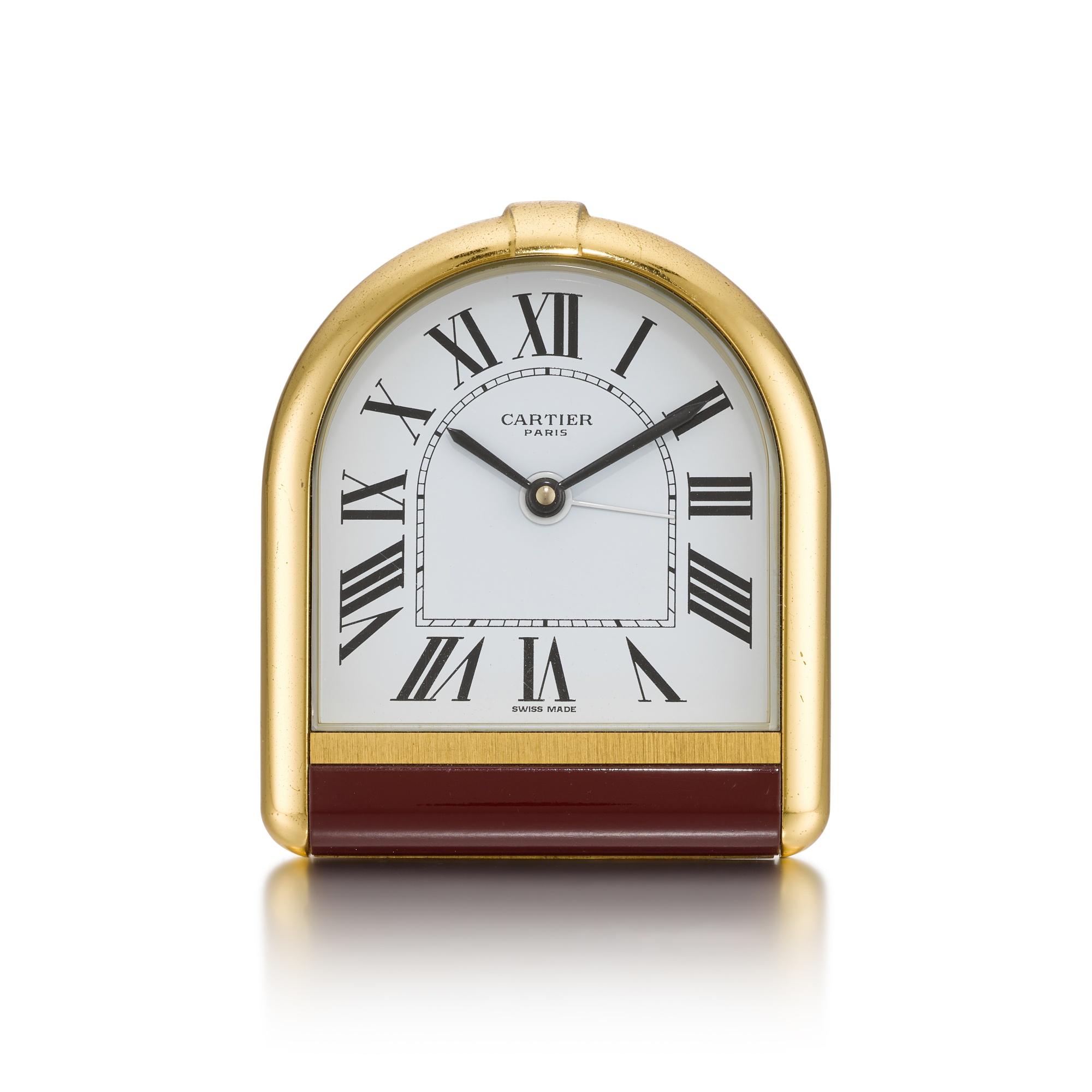 A gilt-brass and enamel desk timepiece, Cartier, circa 1980 | Freddie ...
