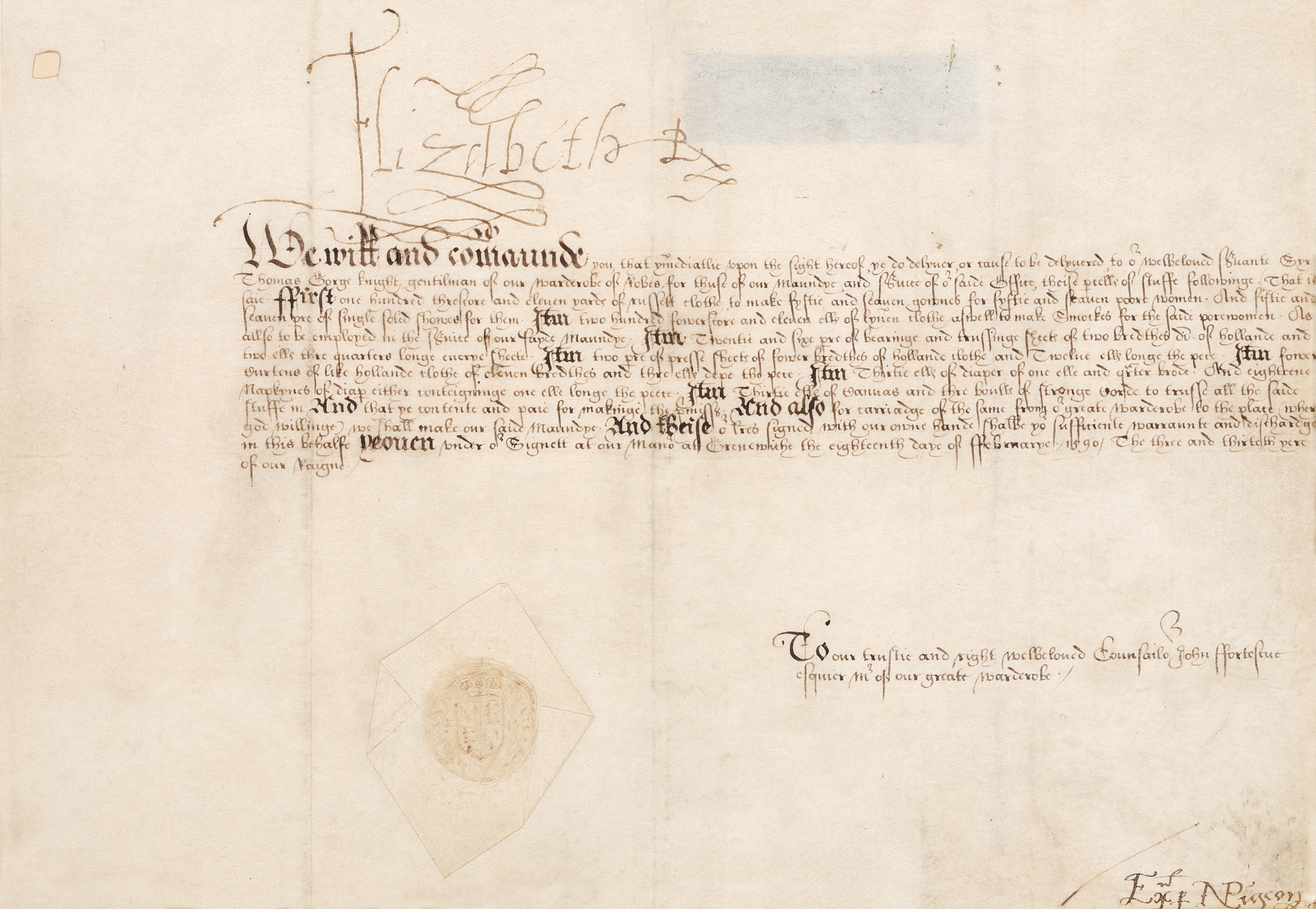 Elizabeth I, Queen of England | Document signed ("Elizabeth R ...