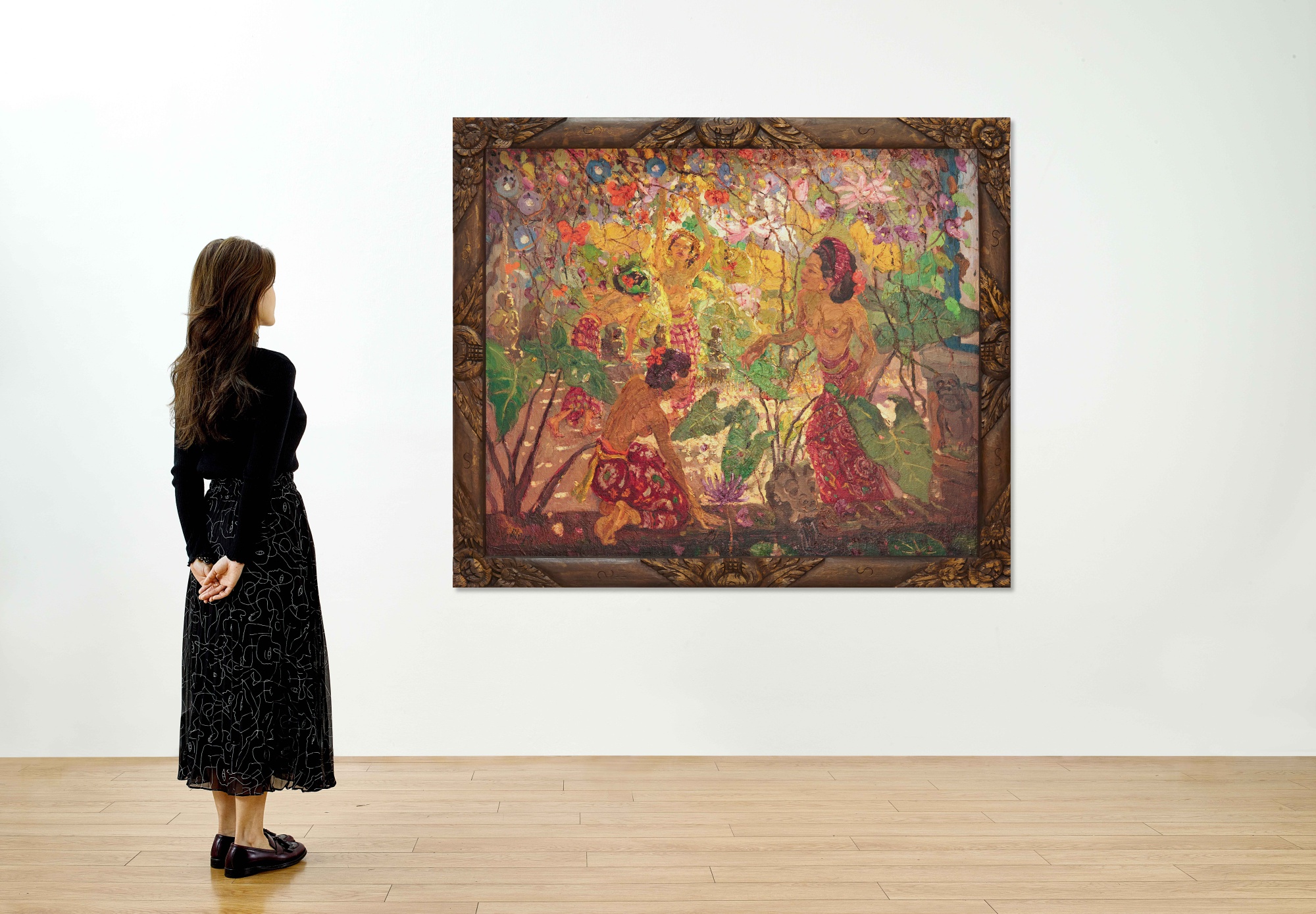 Adrien Jean Le Mayeur de Merprès 勒邁耶 | Balinese garden with ladies ...