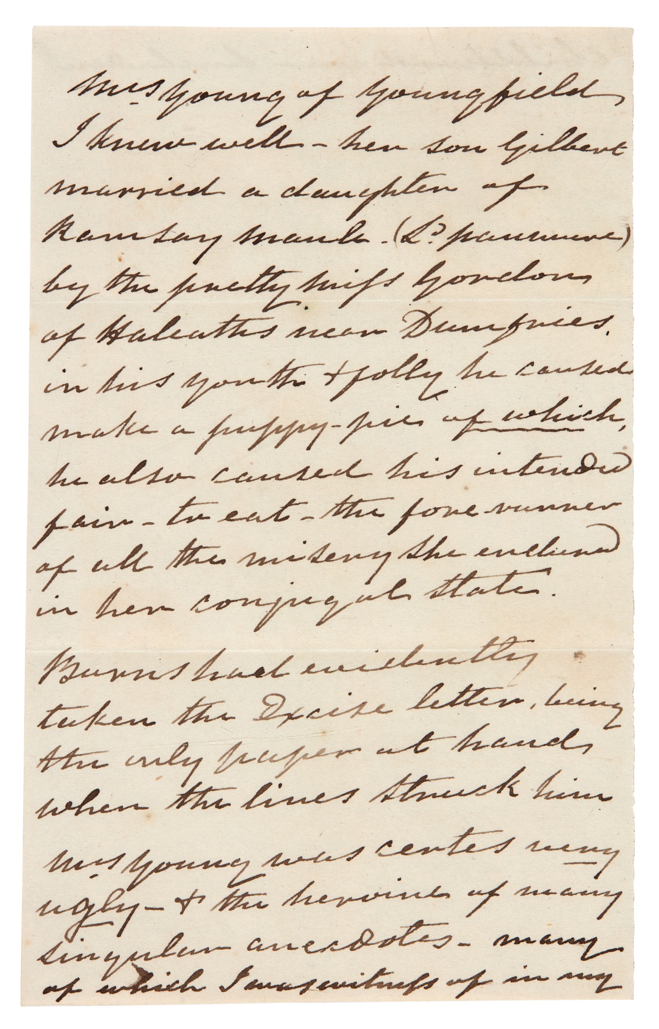 Robert Burns | Autograph manuscript verse epitaph on "Grizzel Grim ...