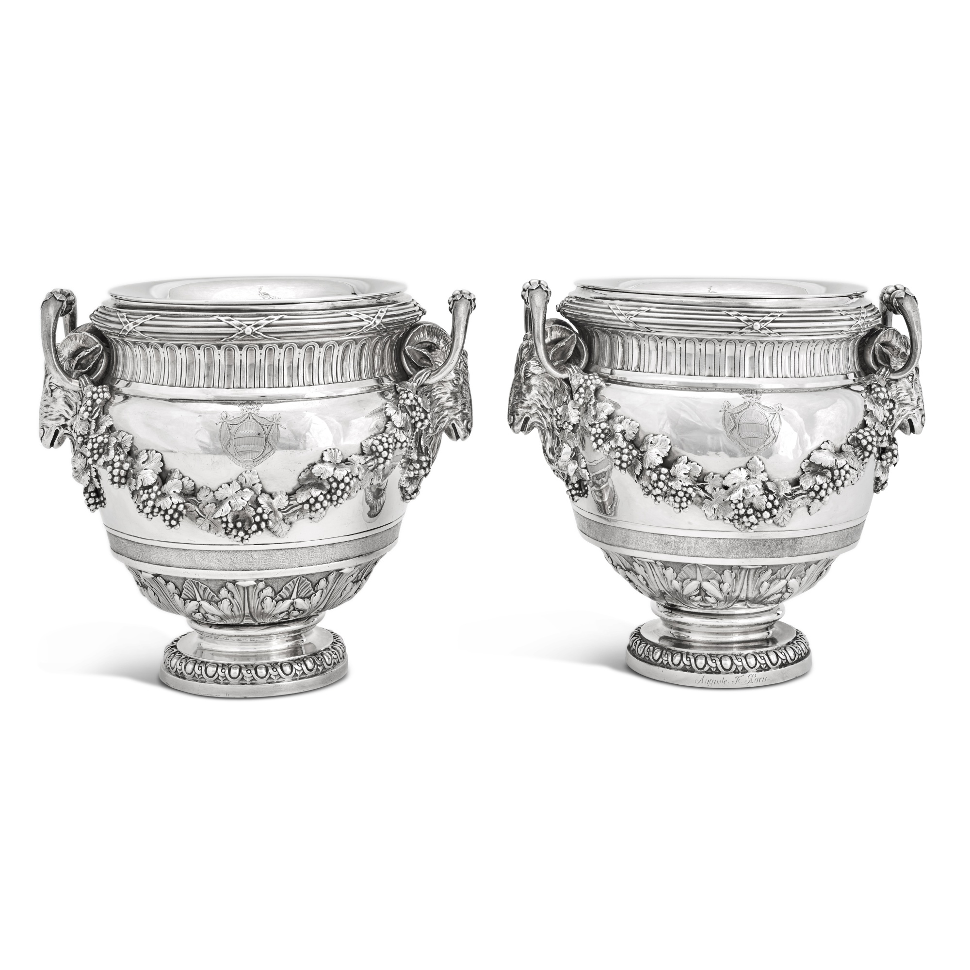 A highly important pair of French silver wine coolers, Robert-Joseph ...