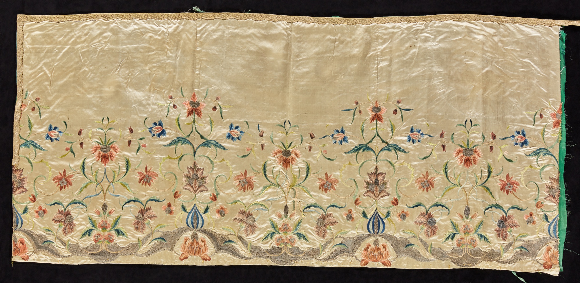 A floral silk embroidered and metal-thread altar frontal (Antependium ...