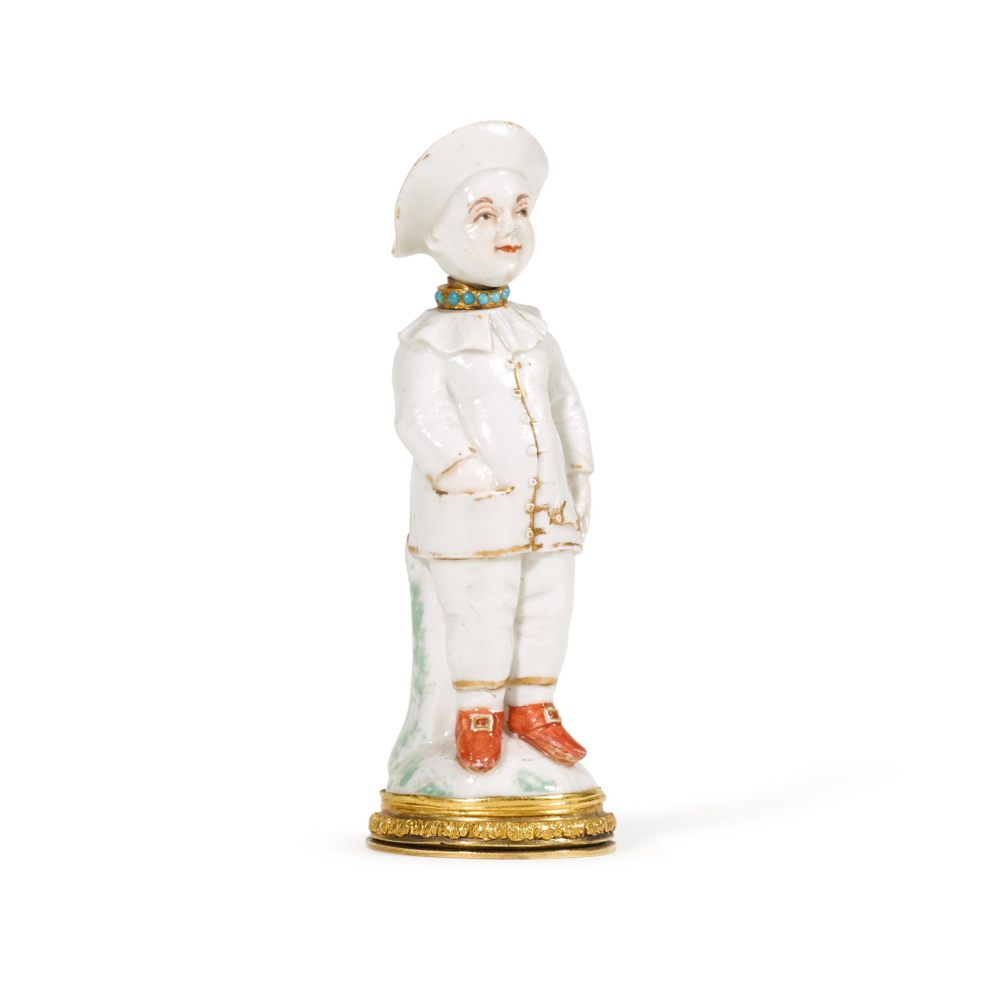 A gilt and enamel mounted porcelain snuff-bottle, circa 1755, perhaps ...