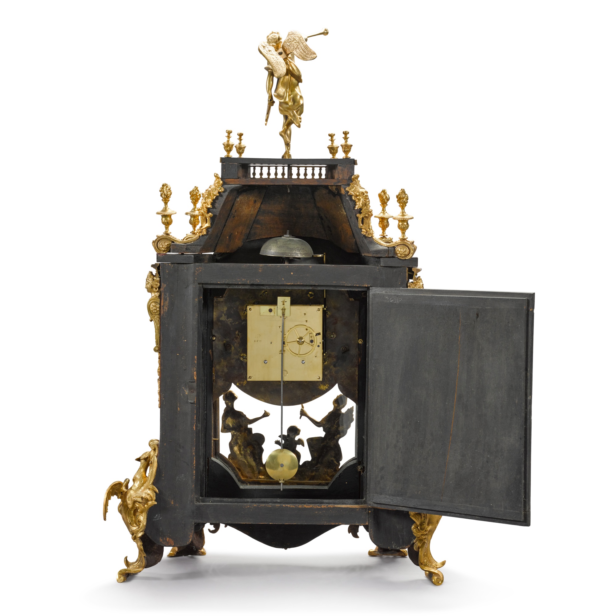 A Louis XIV-style gilt-mounted turtleshell boulle table clock, circa ...