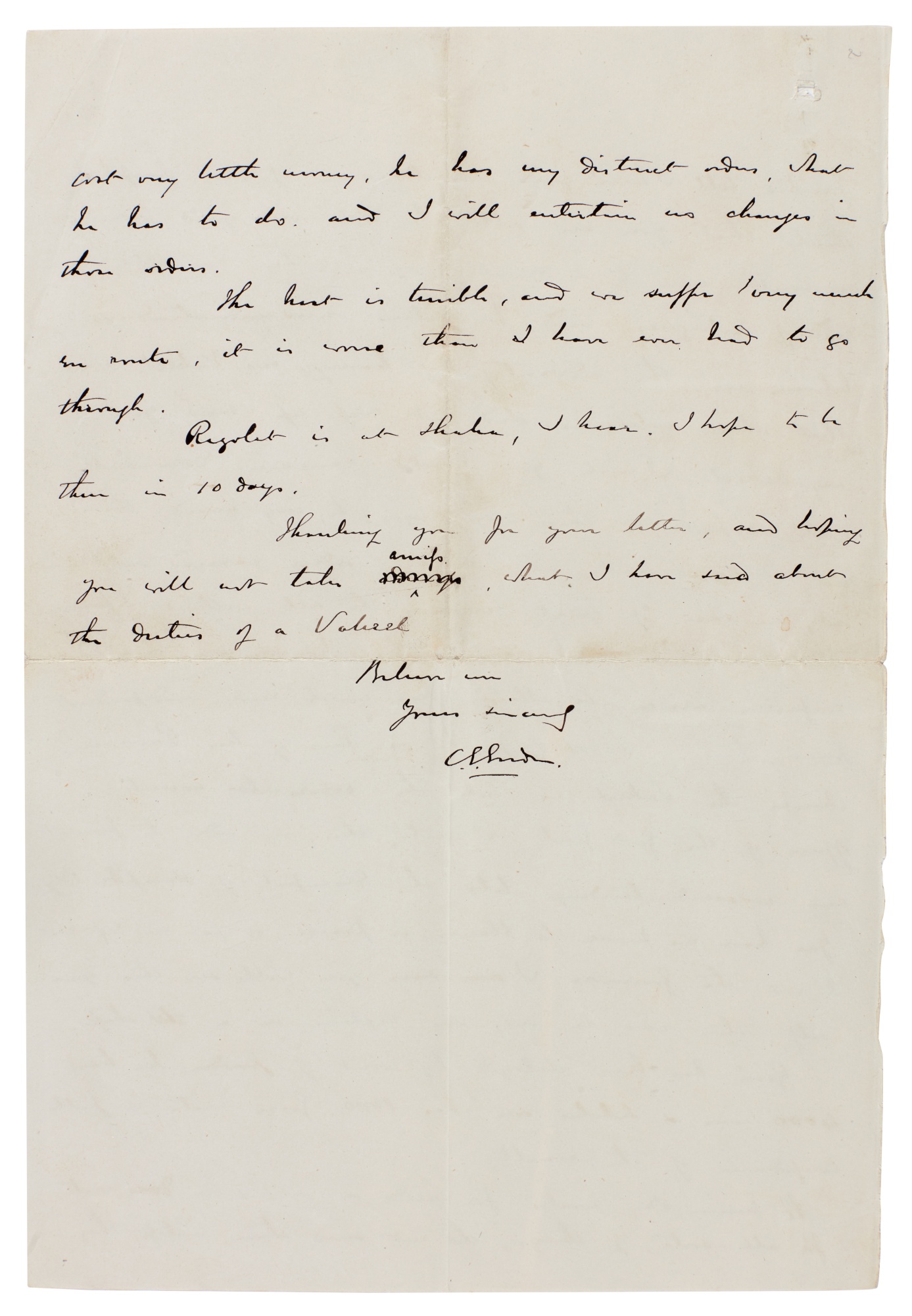 General C.G. Gordon | Autograph letter signed, to Carl Giegler, 1878 ...