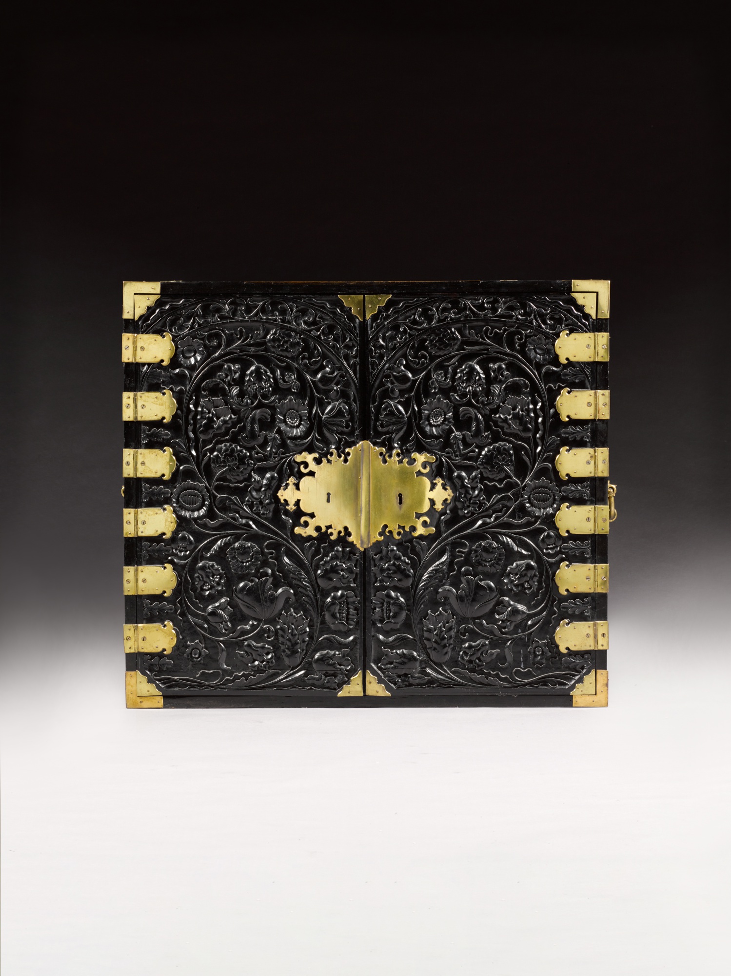 A carved ebony cabinet, probably Ceylon or Batavia, circa 1680-1720 ...