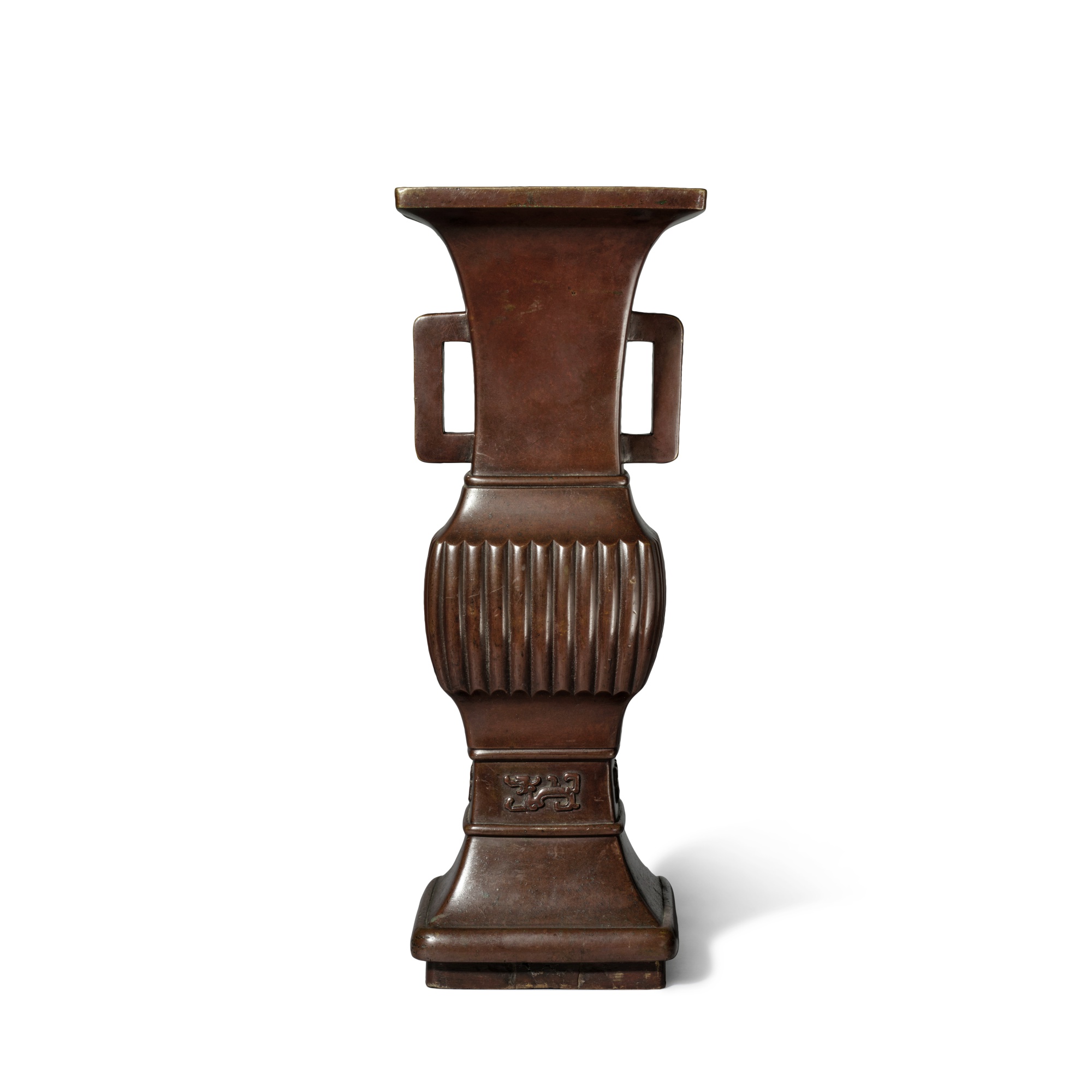 A rare inscribed bronze 'chilong' handled vase Mark and period of ...