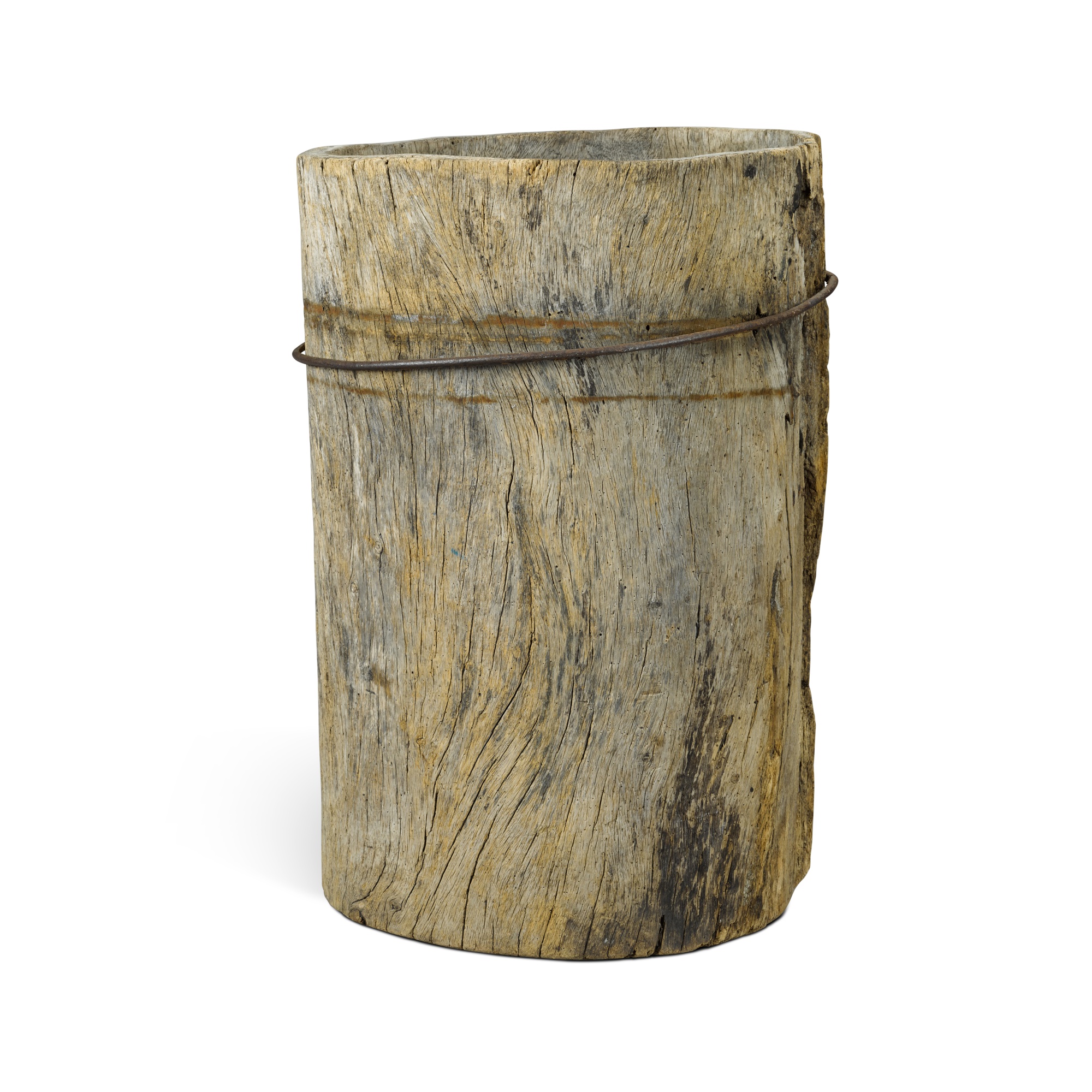 An unusual basin or dry storage container formed from a section of ...