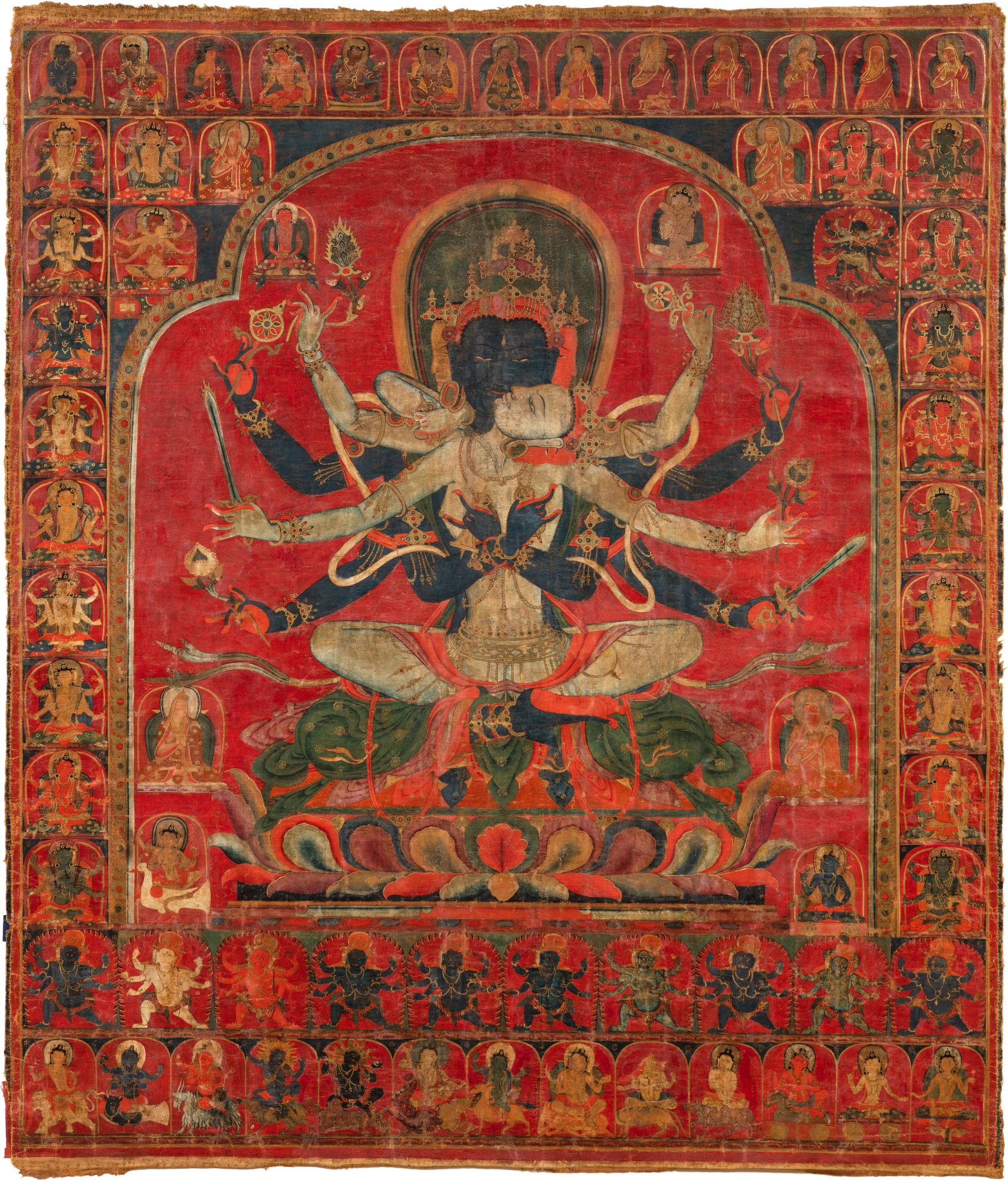 A rare and important thangka depicting Guhyasamaja, Tibet, 15th century ...
