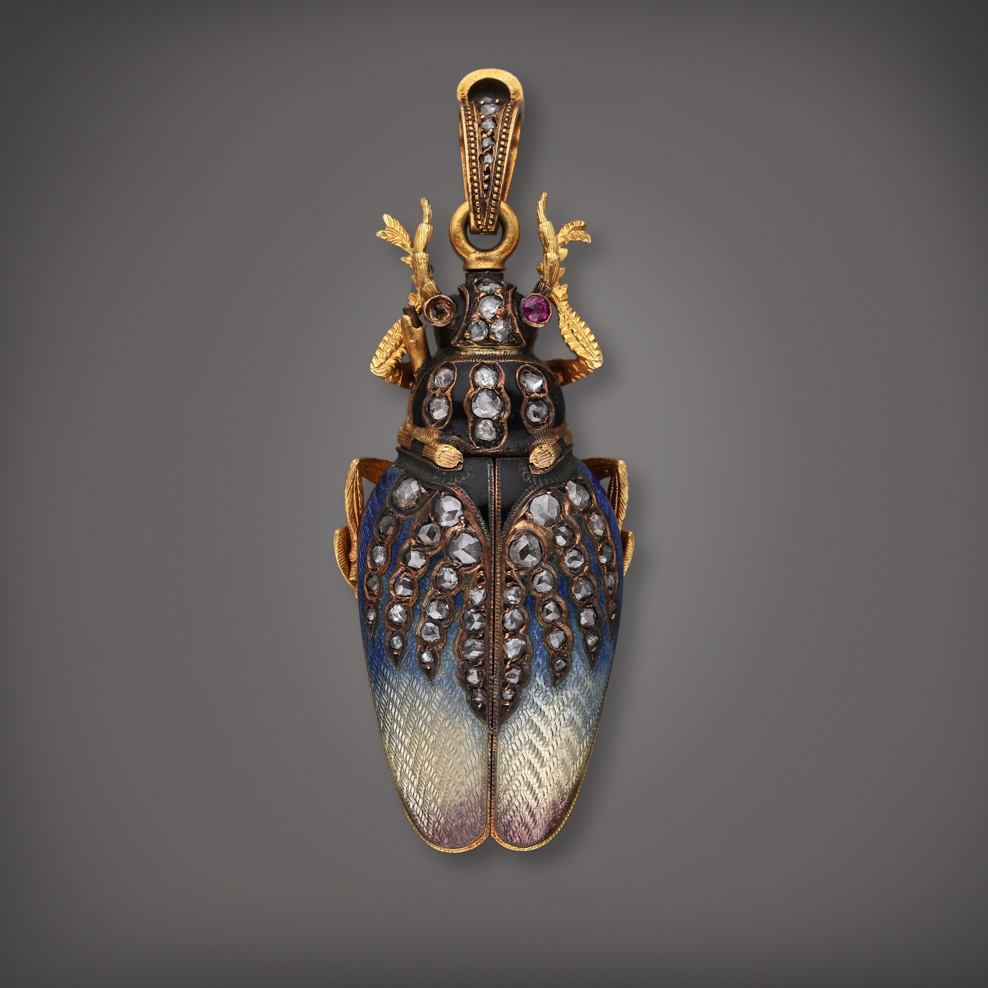 A gold, enamel, and diamond-set scarab form watch for the Chinese ...