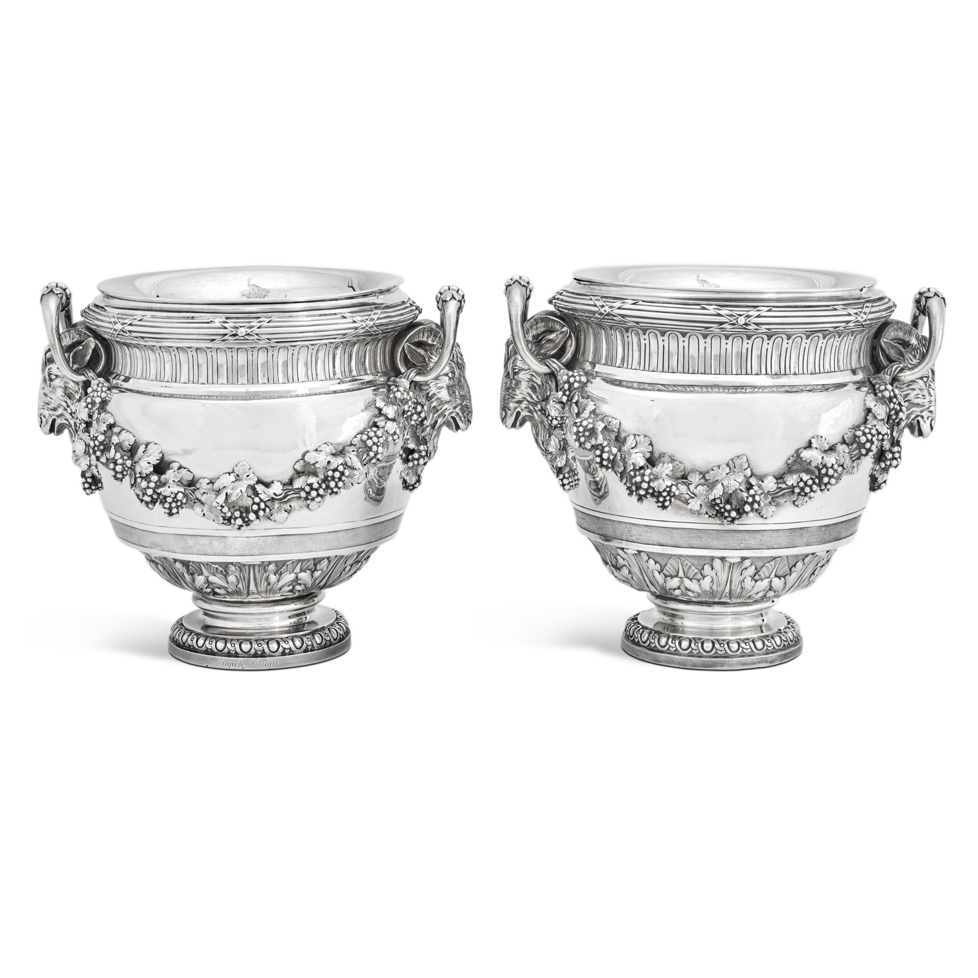 A pair of George III silver wine coolers, Parker & Wakelin, London ...