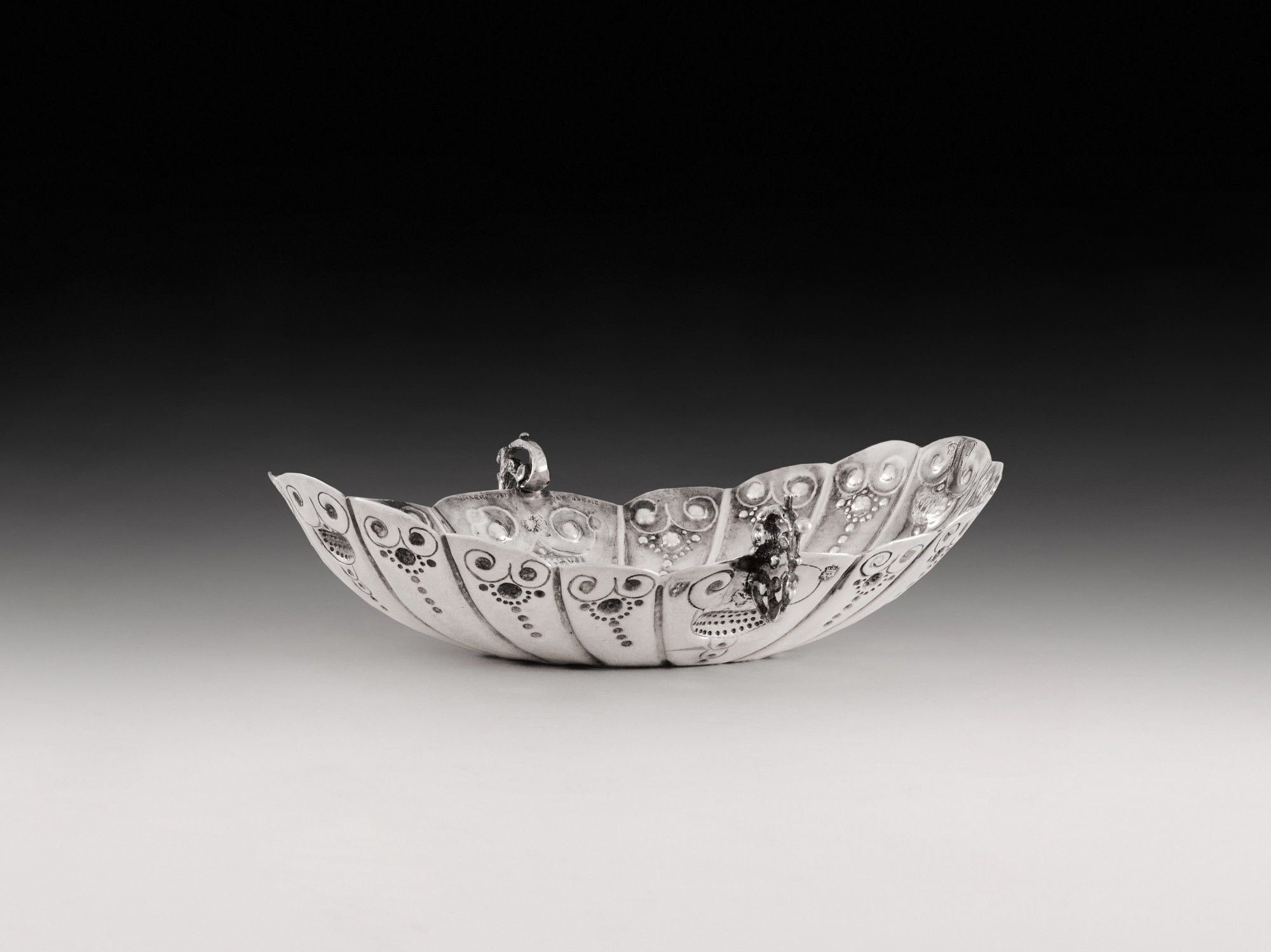 A Charles I silver sweetmeat dish, maker's mark IG probably for John ...
