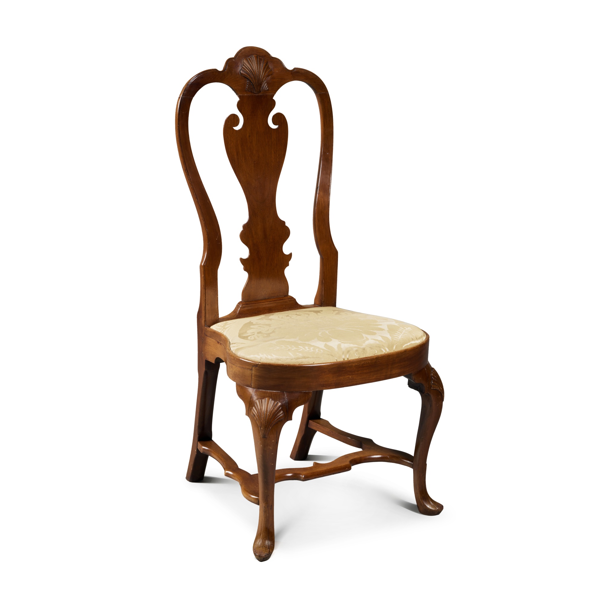 Queen Anne Shell-Carved and Figured Walnut Compass-Seat Side Chair ...