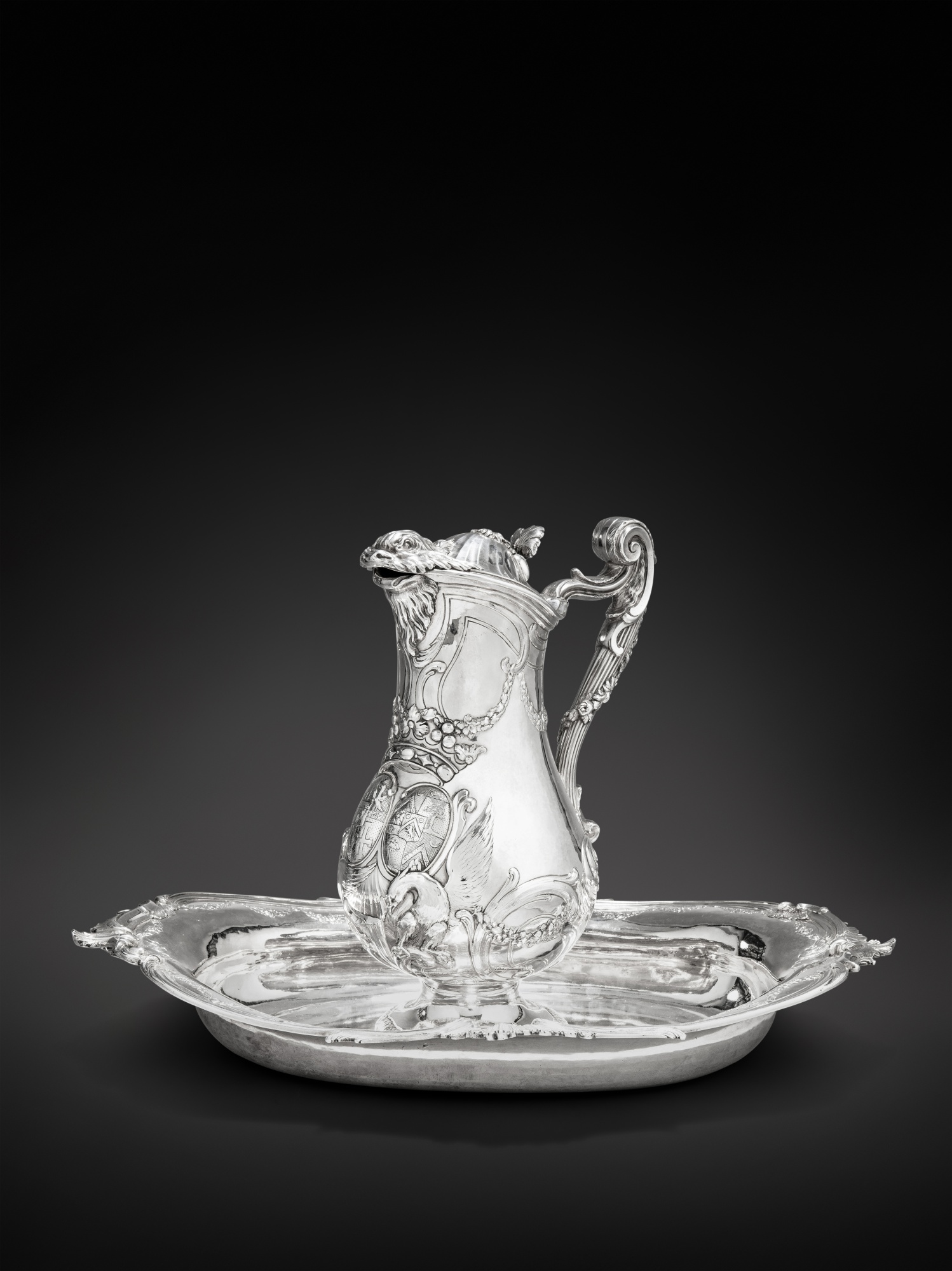 A silver ewer and basin, Louis II Samson, Toulouse, 1776-1777 ...