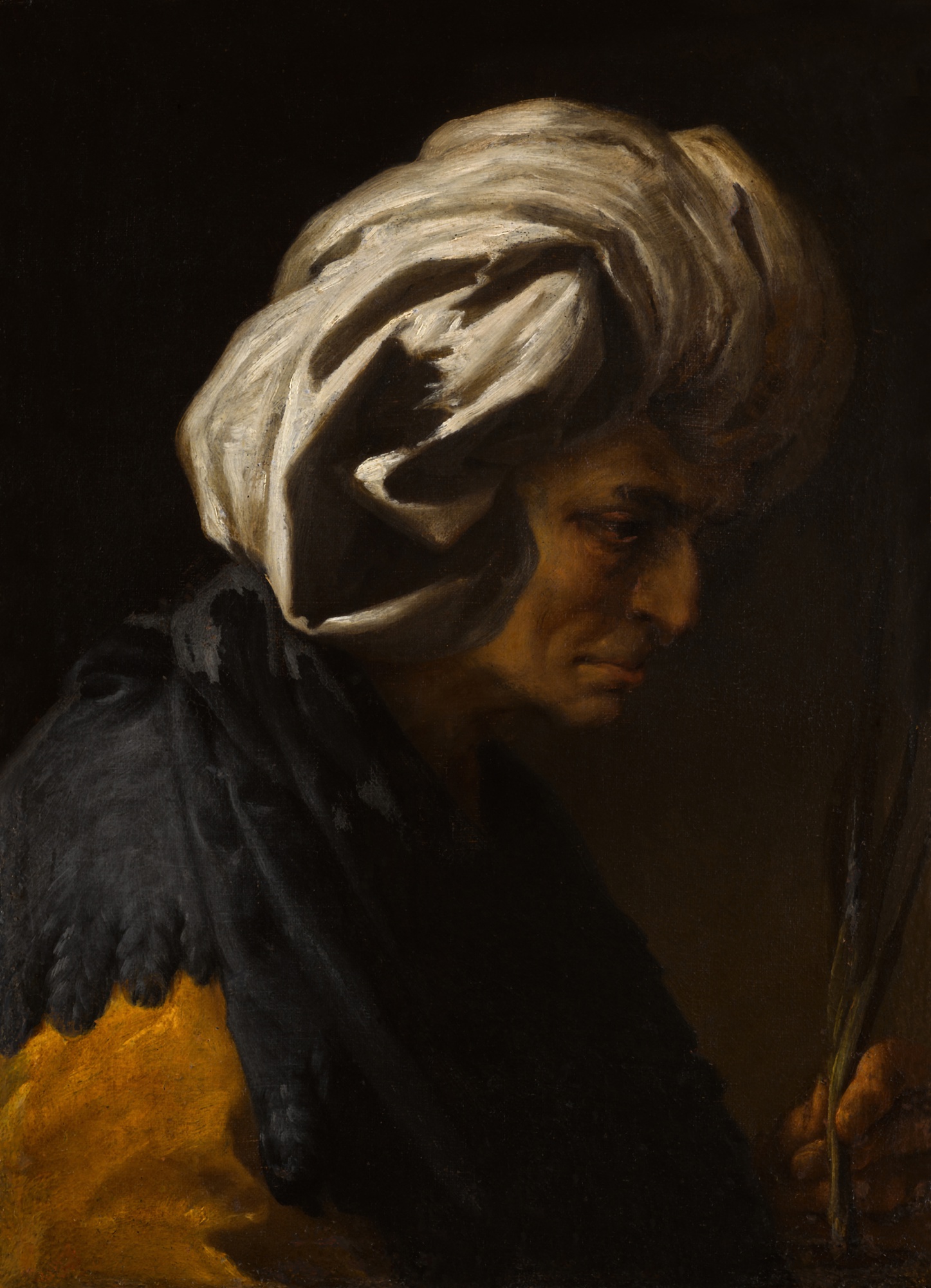 An old woman in a white turban and feathered cape | Old Masters Day ...