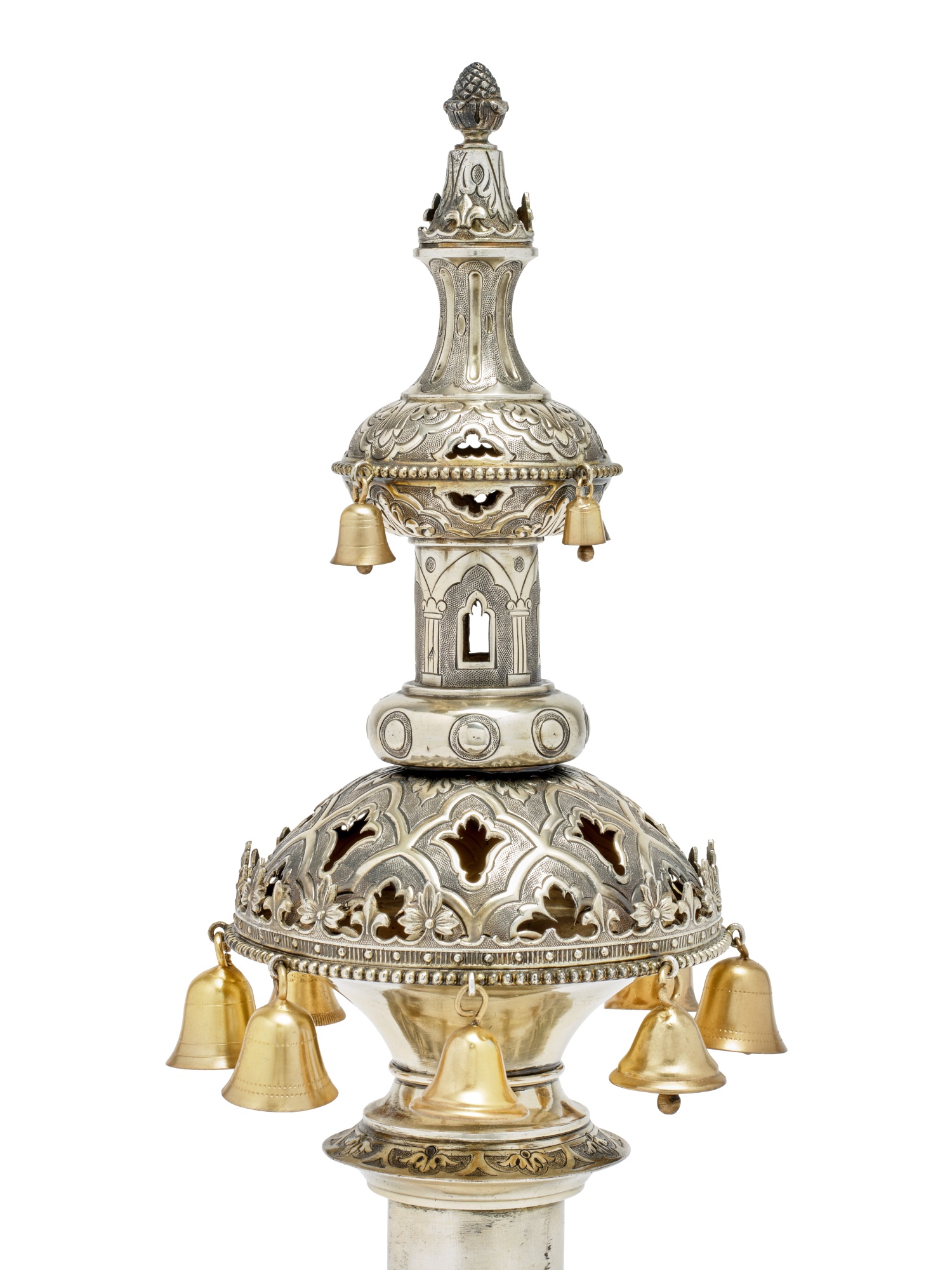 A Pair of French Silver Gothic-Style Torah Finials, Demarquet Frères ...