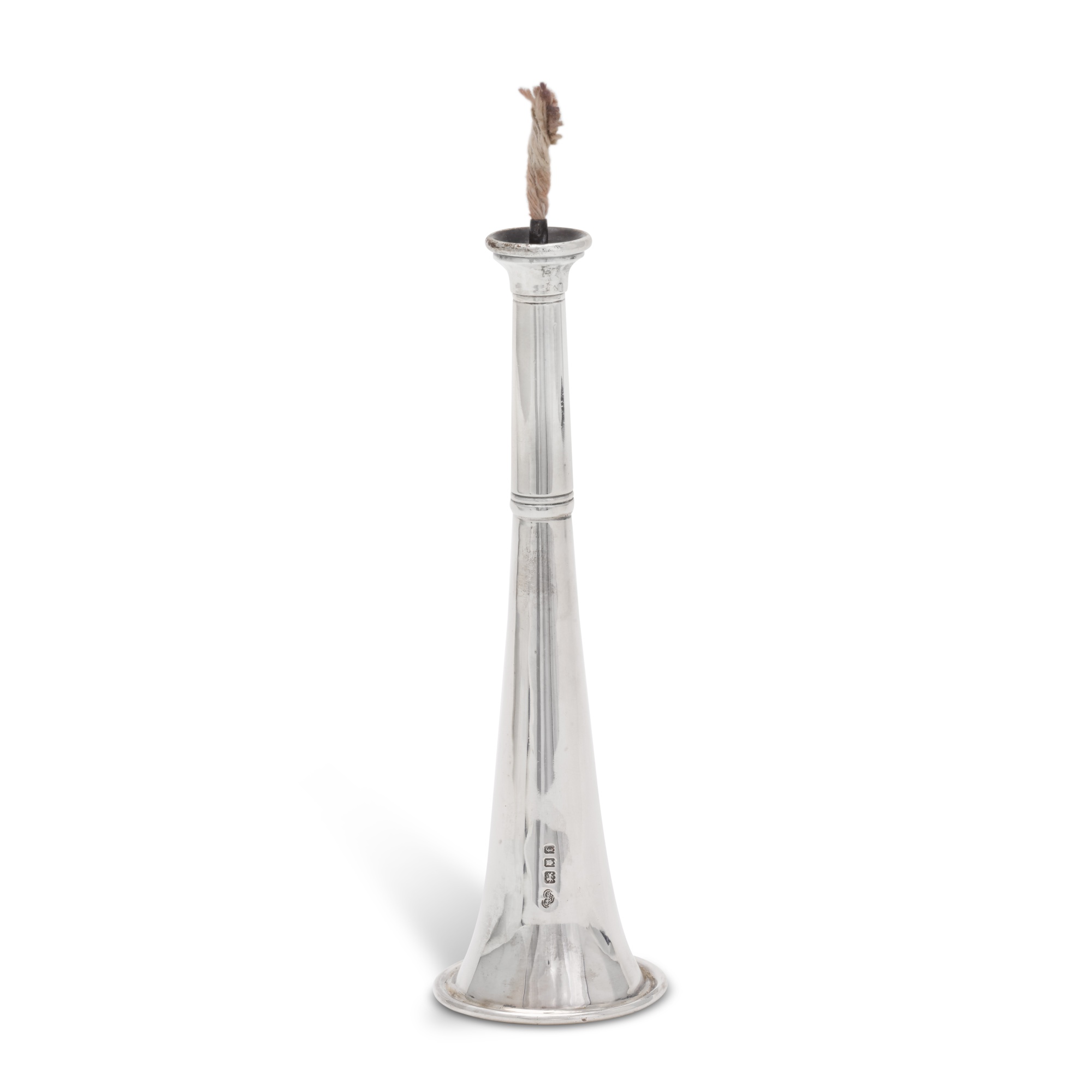 A novelty cased silver hunting horn table lighter, Goldsmiths ...