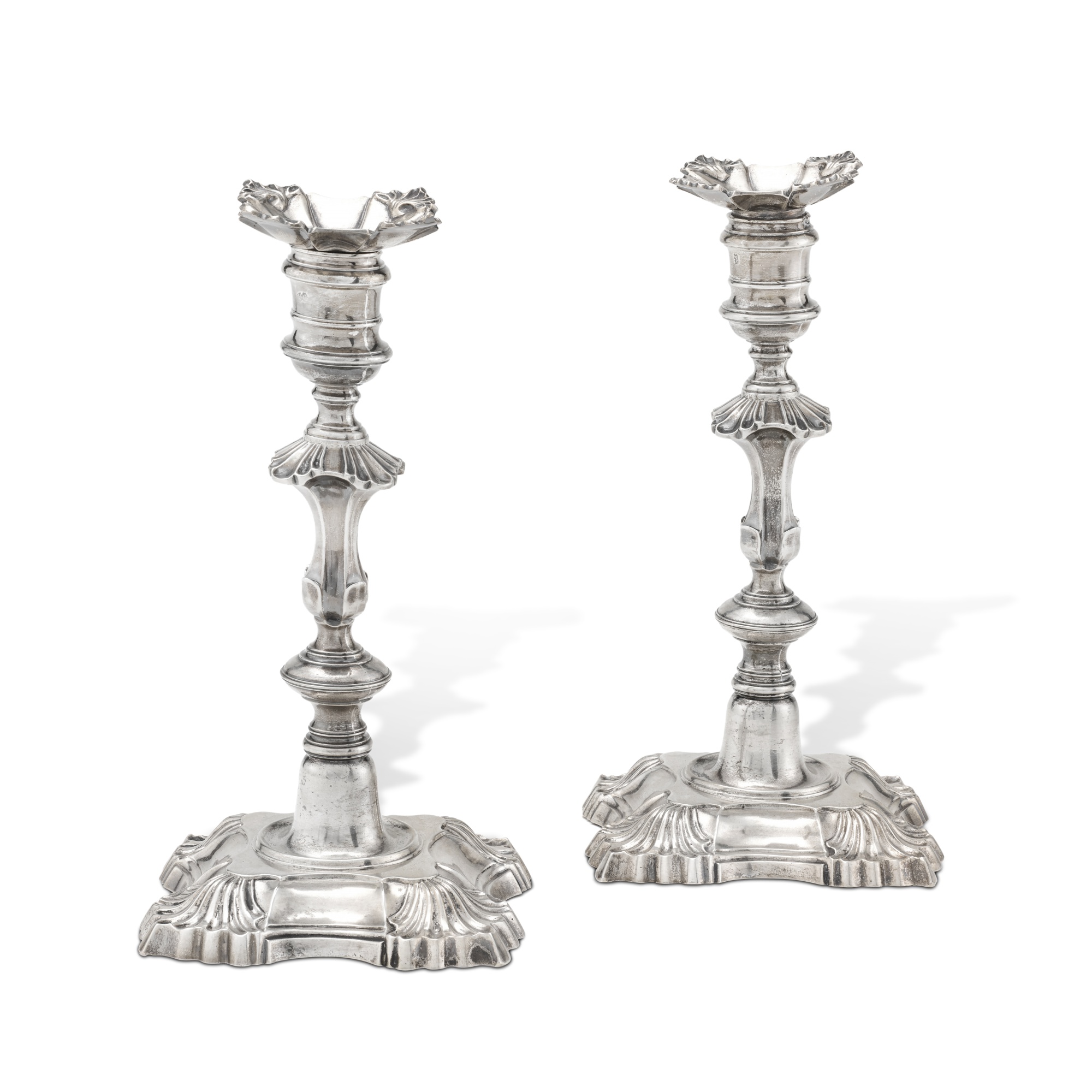 A pair of George II silver candlesticks, William Gould, London, 1748 ...