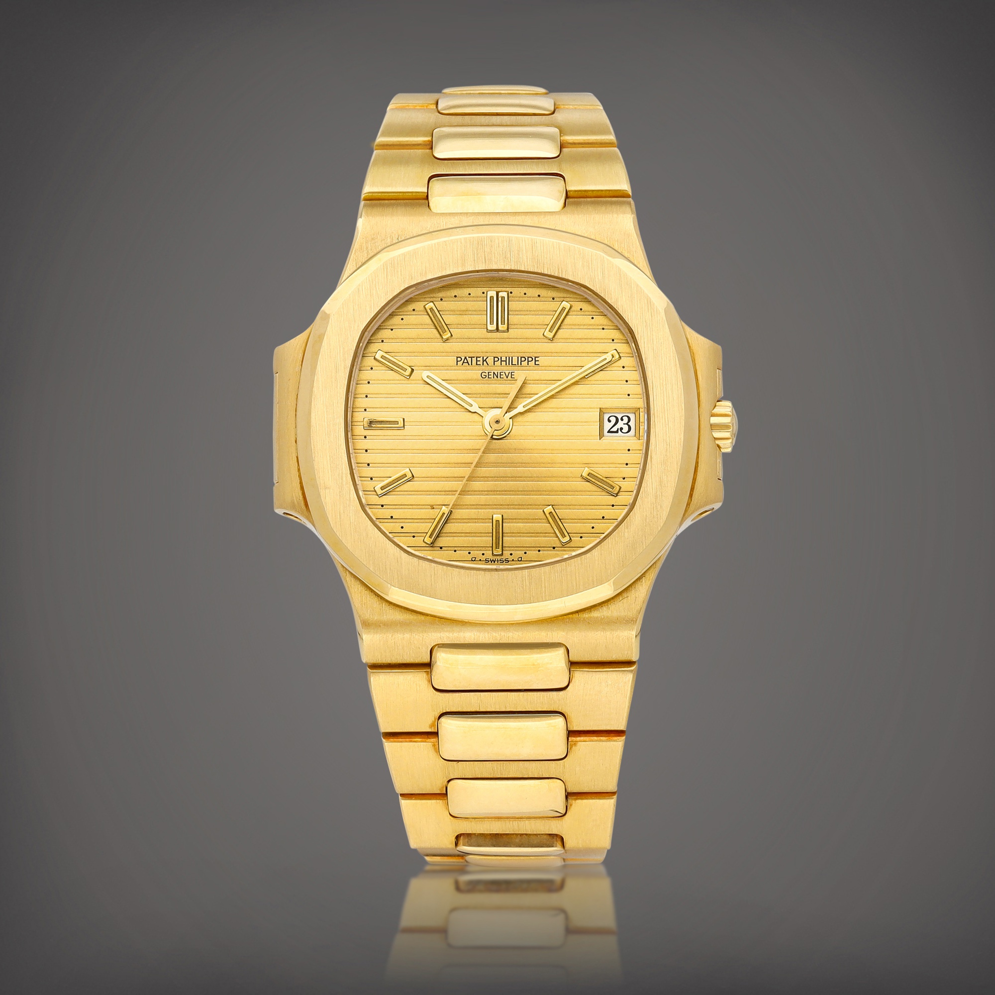 Nautilus, Reference 3800 | A yellow gold bracelet watch with date, Made ...