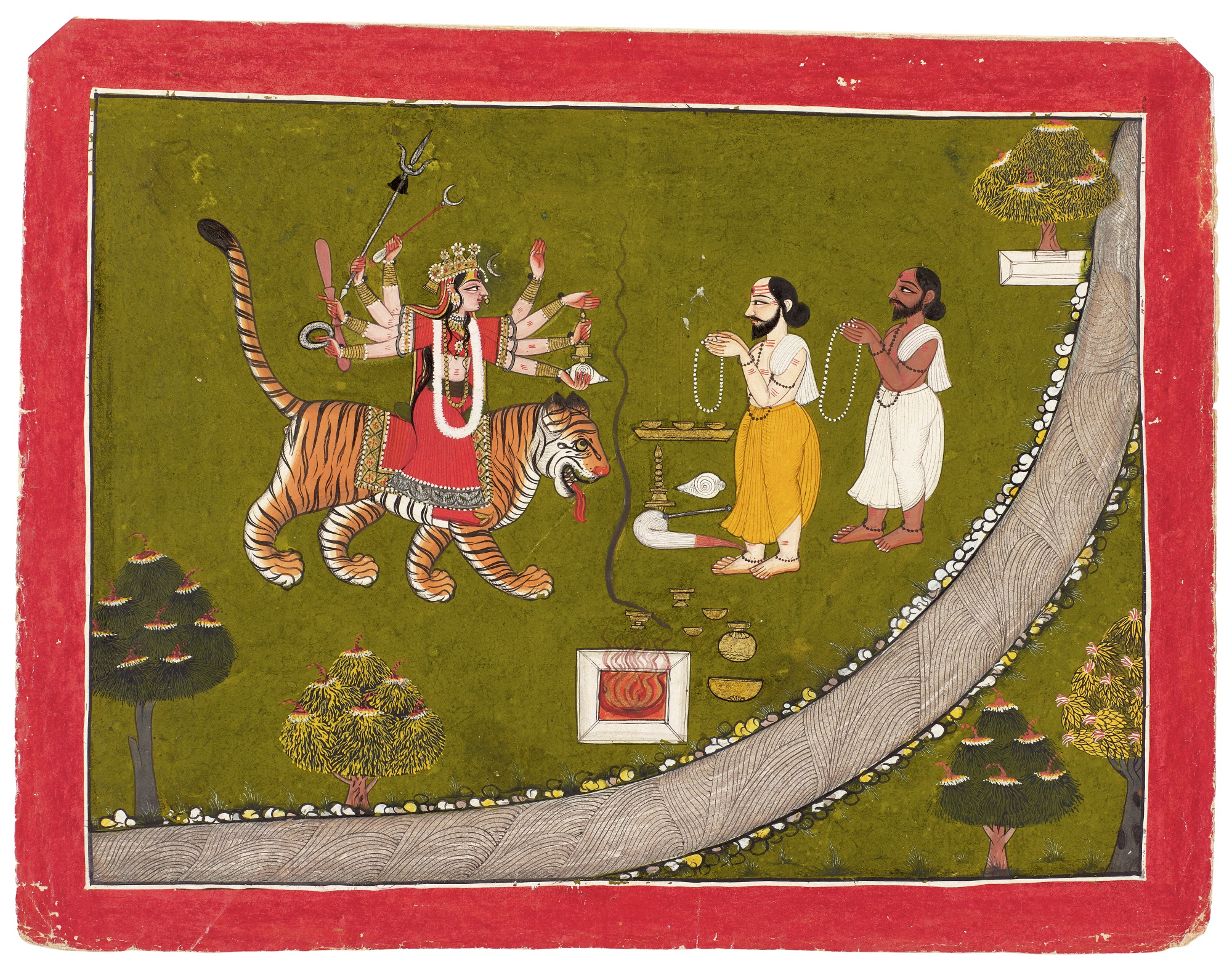 A group of nine illustrations from the Markandeya Purana, India, Mandi ...