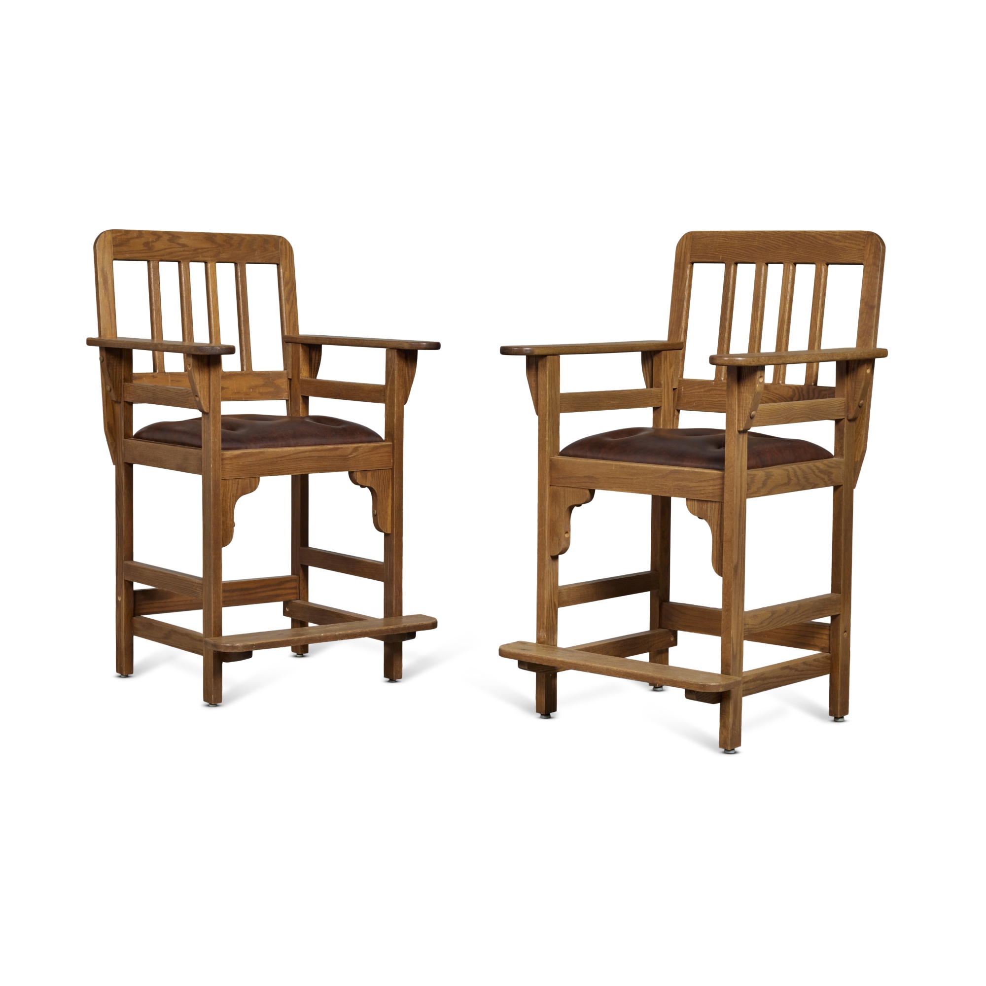 A Set of Four Billiard's Room Oak Spectator Chairs, 20th century | A ...