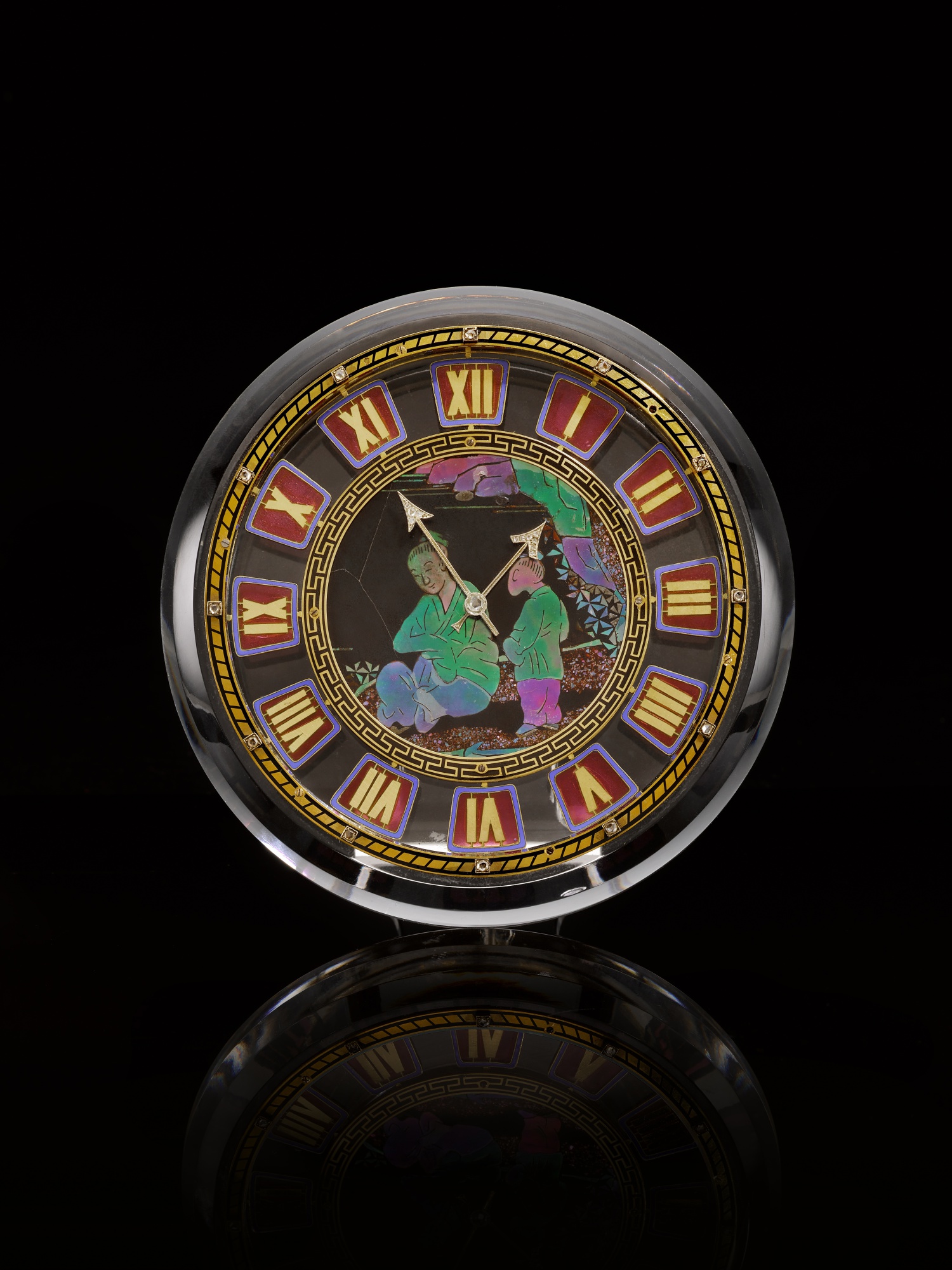 A jewelled gold-mounted rock crystal, burgauté lacquer and enamel Art ...