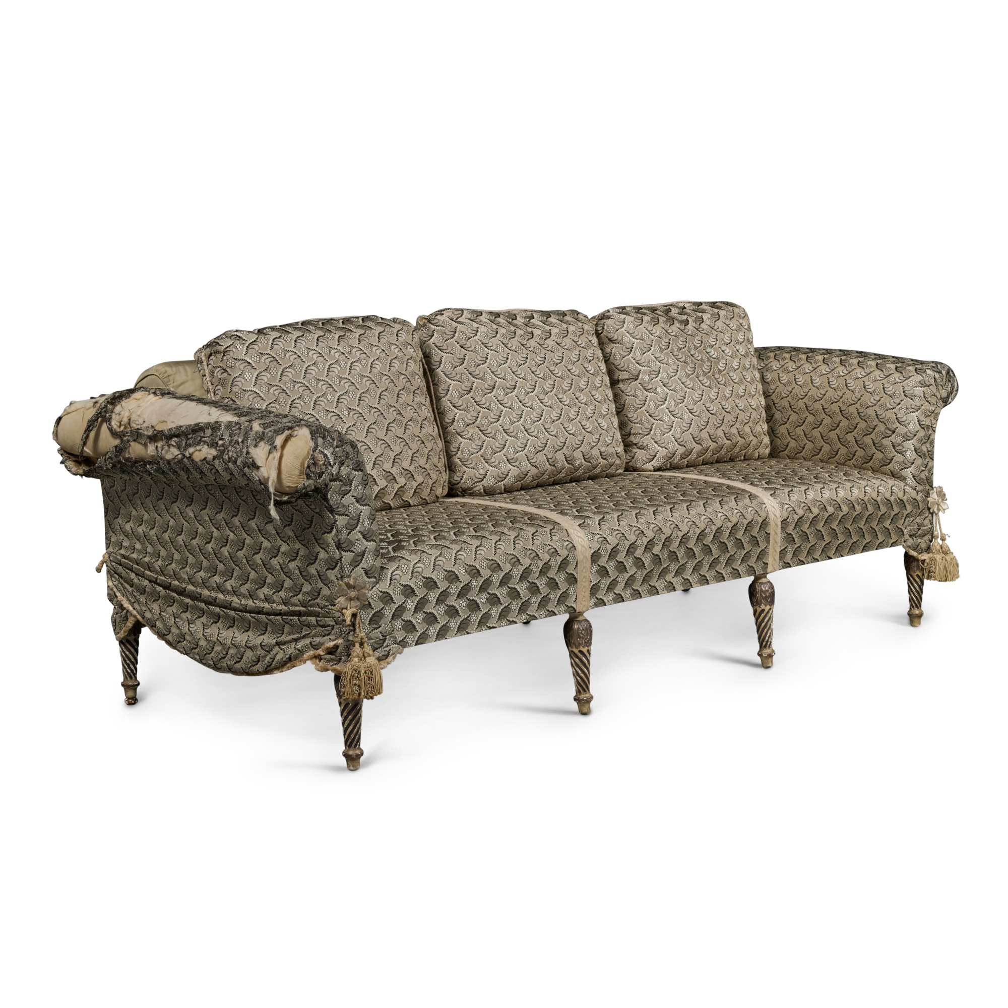 An Italian Neoclassical Style Silvered and Gilt Upholstered Settee ...