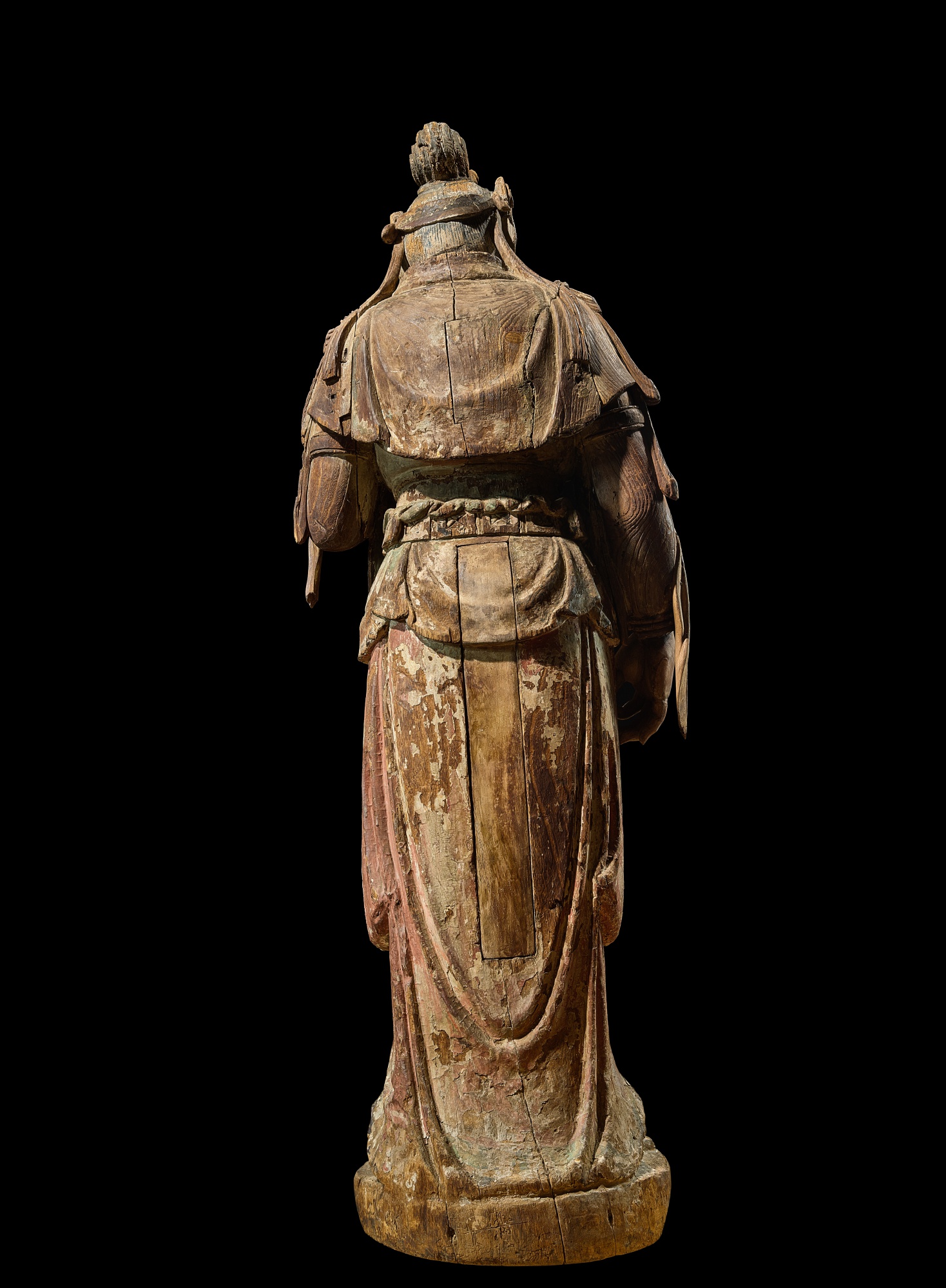 A magnificent and extremely rare large painted wood standing figure of ...