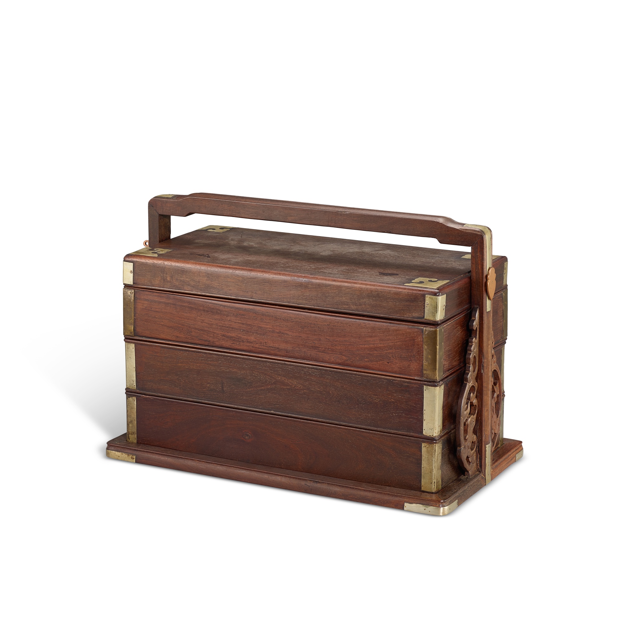 A zitan three-tier picknic box and cover, Qing dynasty, 18th century ...