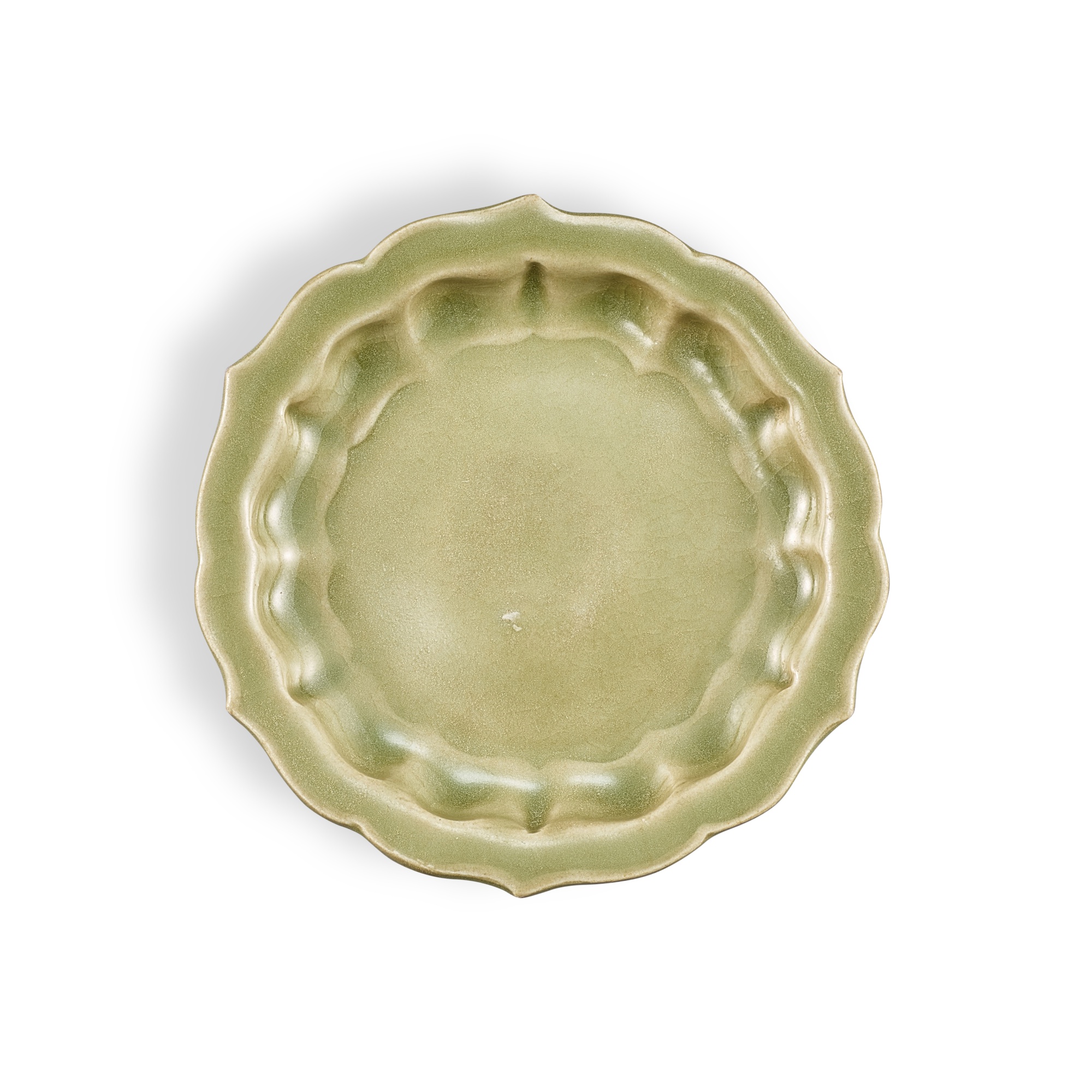 A finely moulded and unusual Yaozhou celadon hexafoil dish, Northern ...