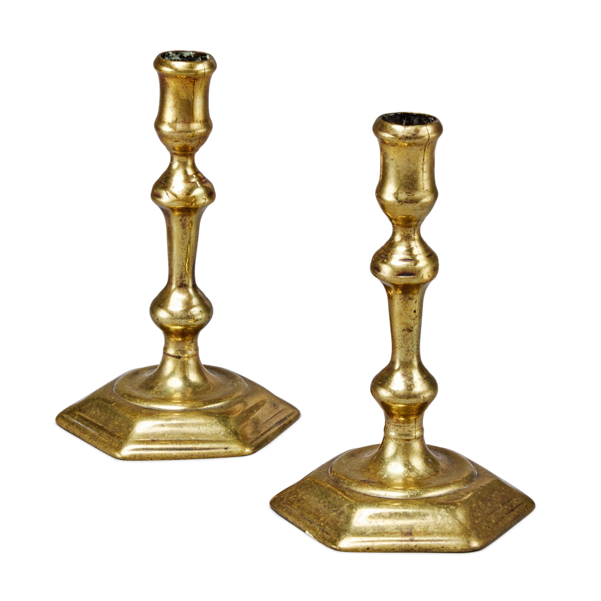 Pair of English Queen Anne Cast Brass Candlesticks, Early 18th Century ...