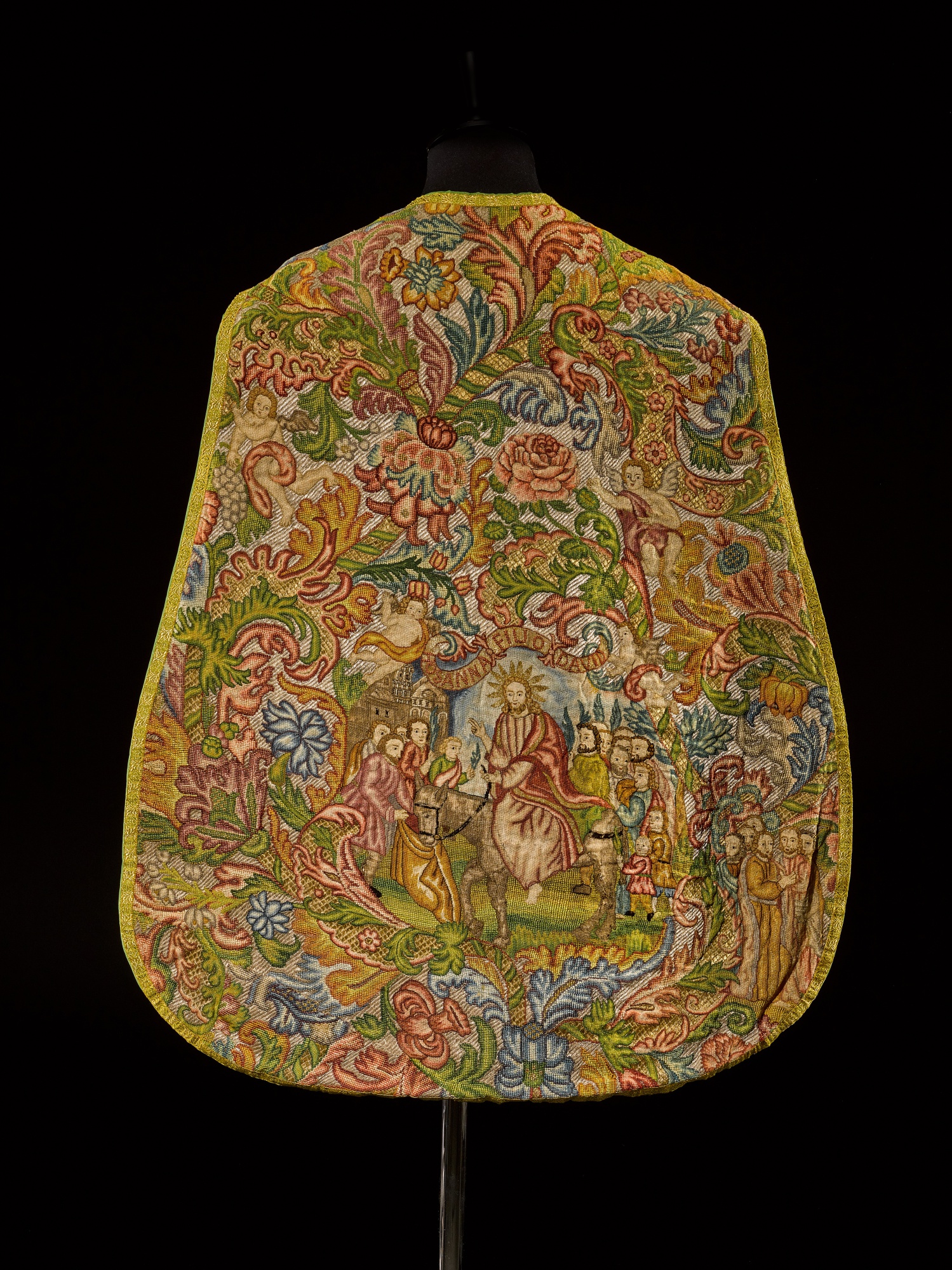 A fine and rare petit point needlework chasuble, probably French, circa ...