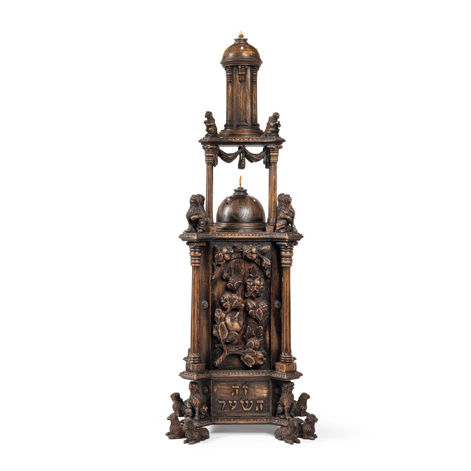 A Carved Wood Torah Ark, possibly American, signed monogram GLL,, mid ...