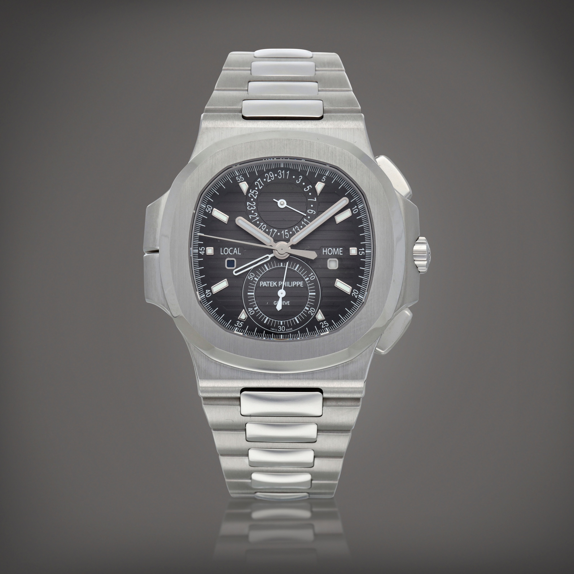 Nautilus, Ref. 5990/1A-001 | Stainless steel dual time zone flyback ...