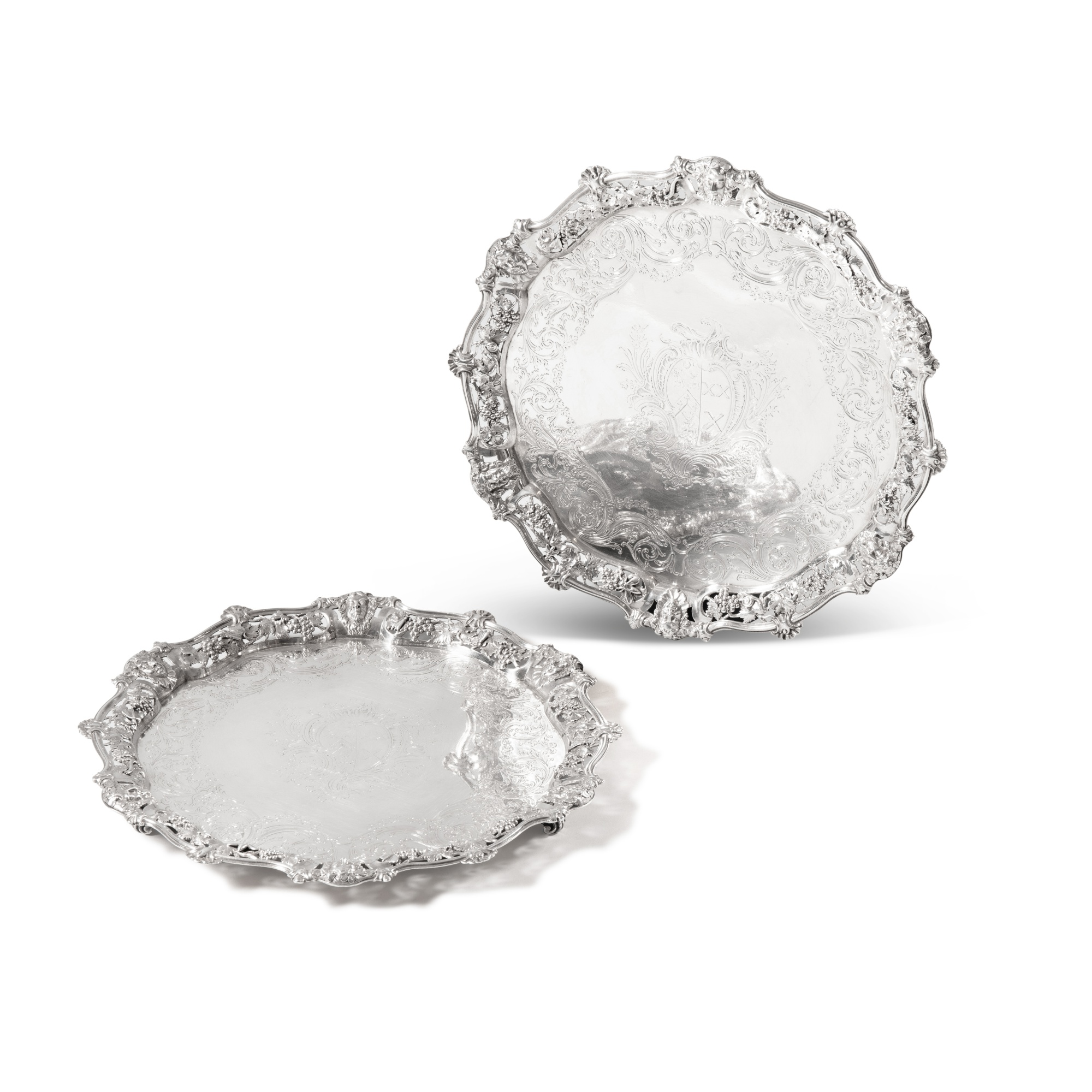 A pair of George II silver salvers, George Wickes, London, 1746 | Paire ...