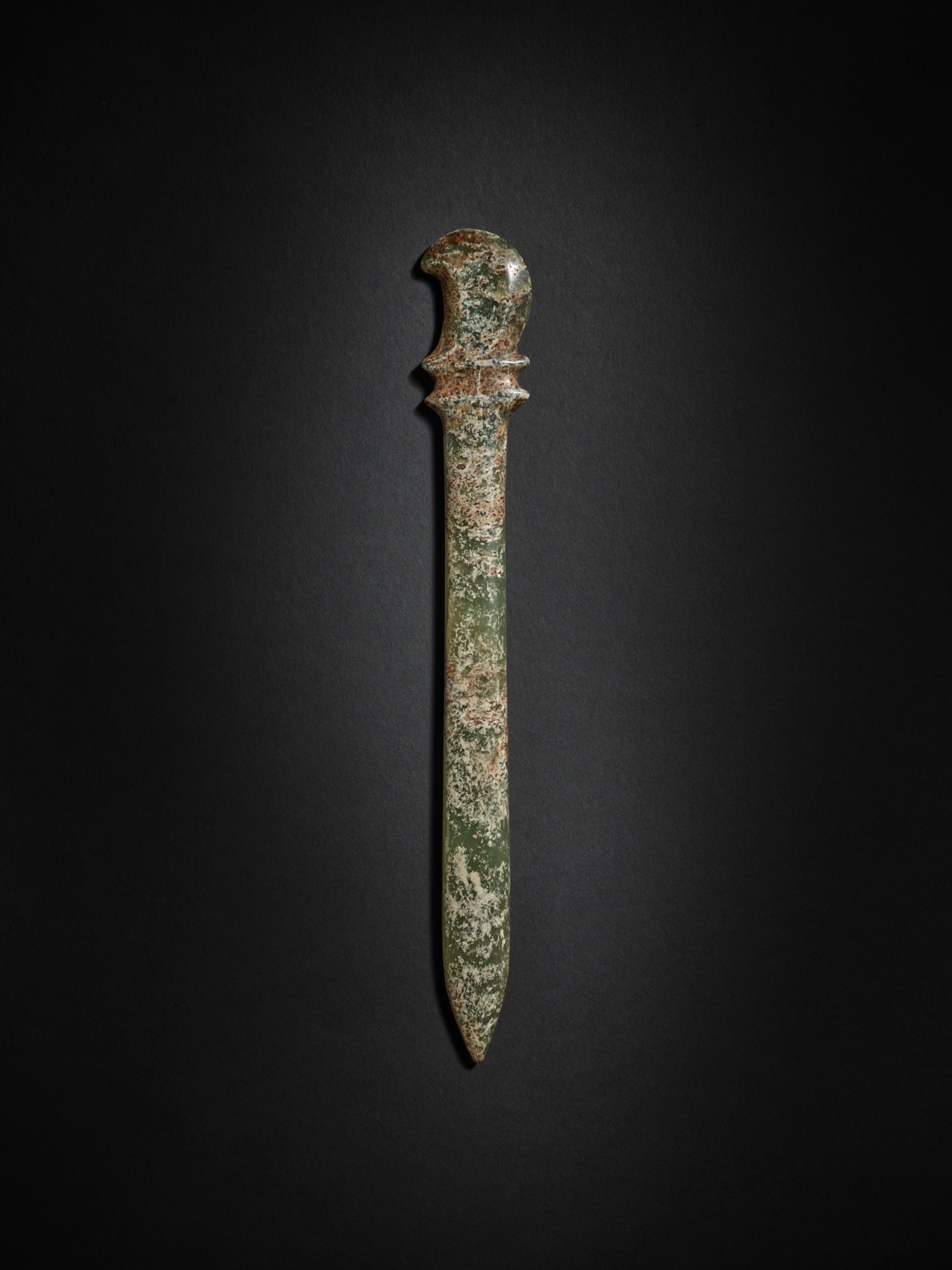 An archaic green jade scepter, Neolithic period, Hongshan culture ...