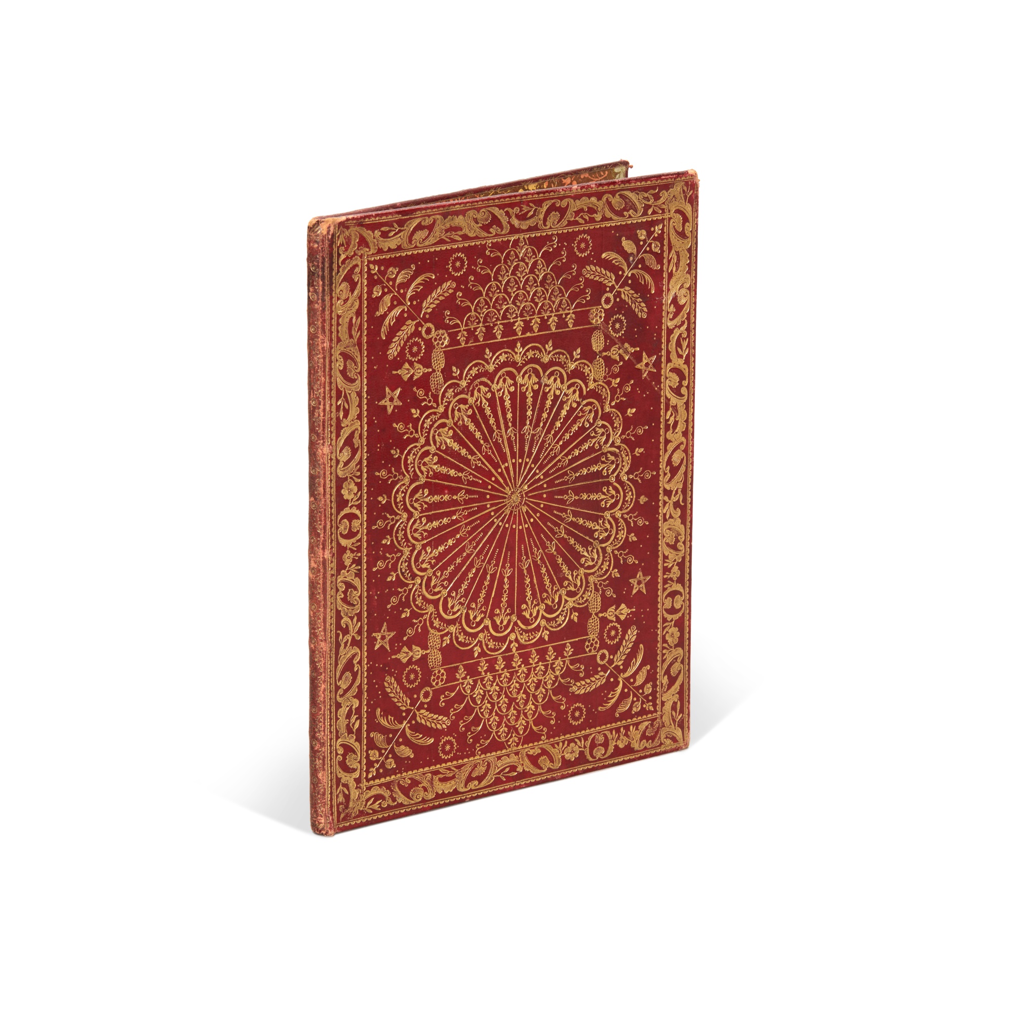 Bindings | Two Scottish wheel bindings and a papal binding, all in red ...