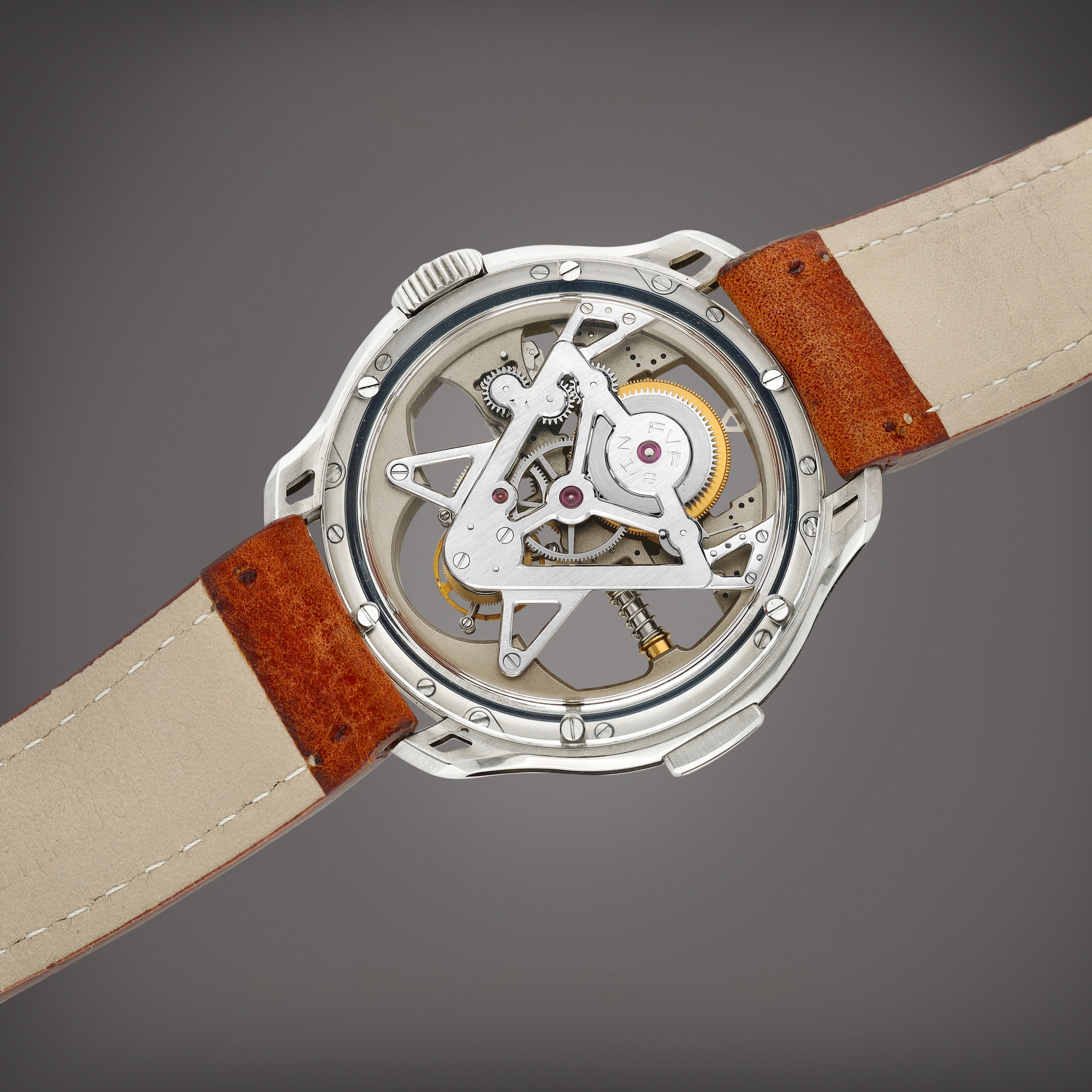 Tourbillon Superligero Skeleton Unibody | A titanium skeletonised tourbillon wristwatch with day ...