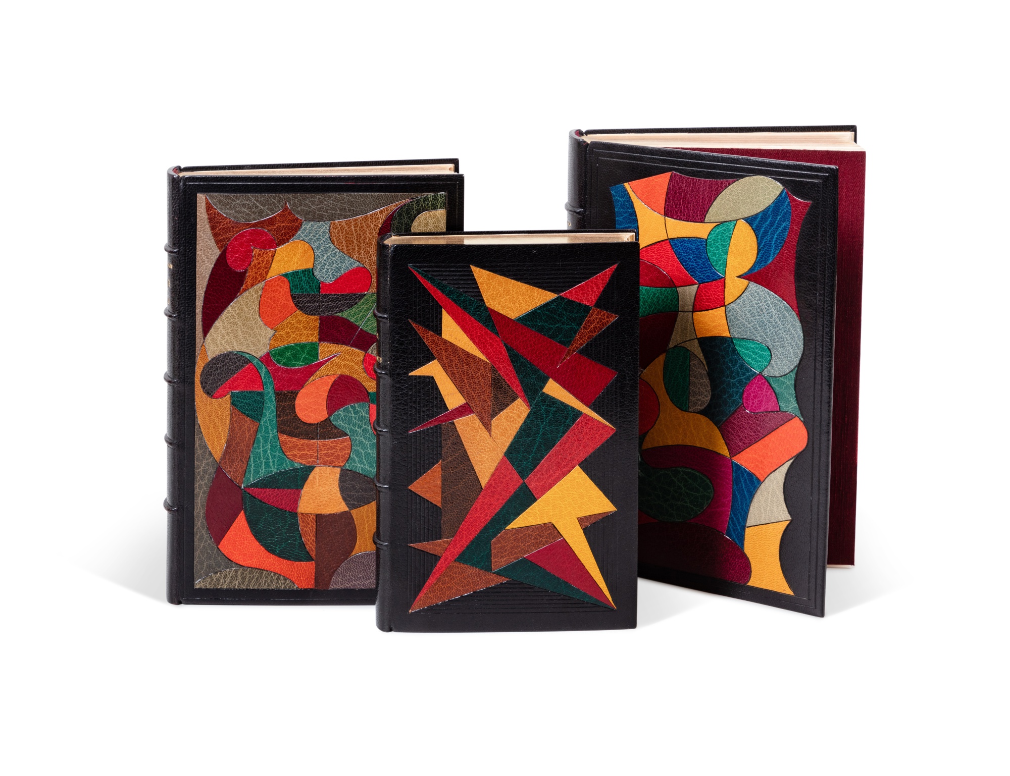 Les Conquérants et 2 autres ouvrages. Reliures mosaïquées de Semet et ...