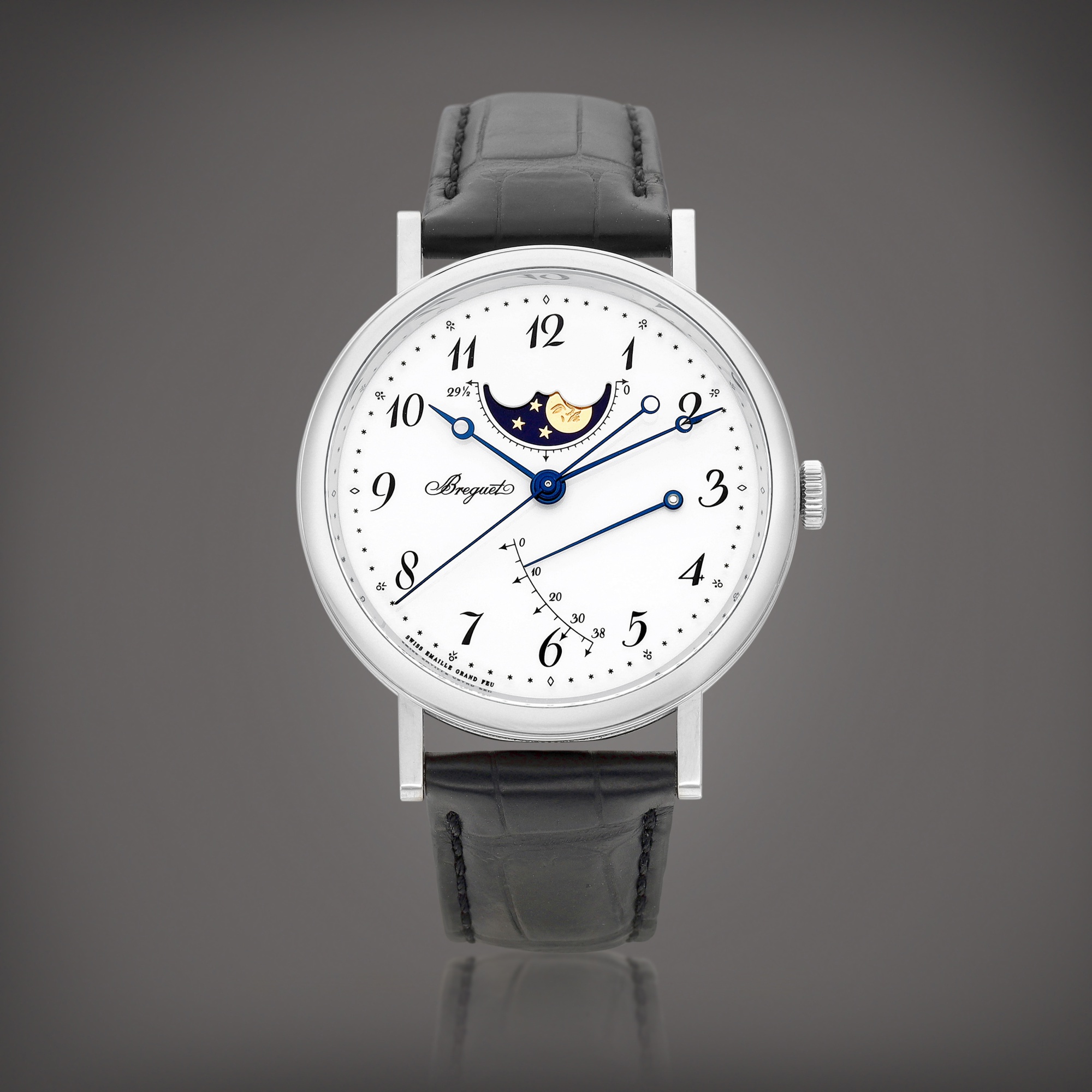 Reference 7787 | A white gold wristwatch with moon phases, power ...