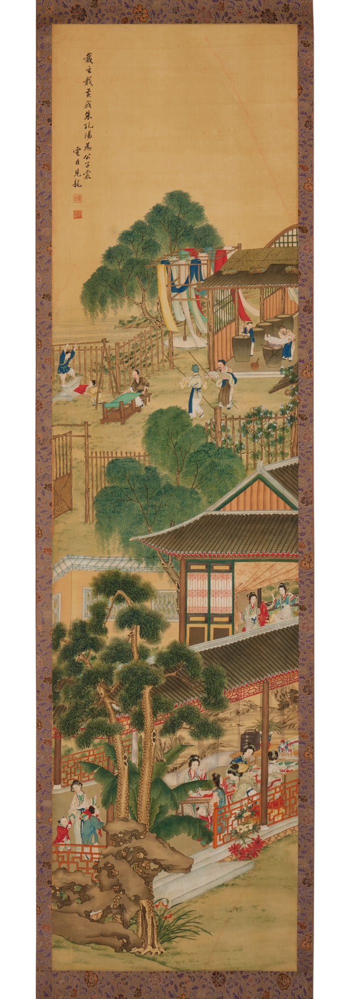 After Gu Jianlong, Scenes of daily life from Shijing, ink and color on ...